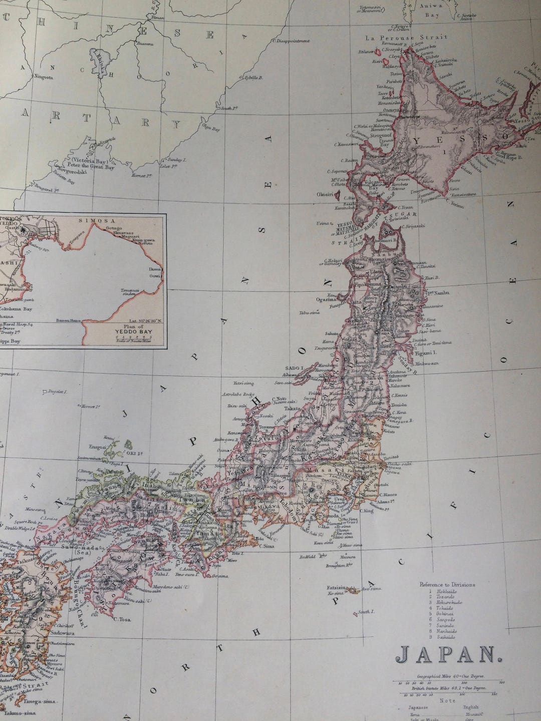 1882 JAPAN Original Antique Map With Inset Map of Yeddo Bay, 11 X 15 ...