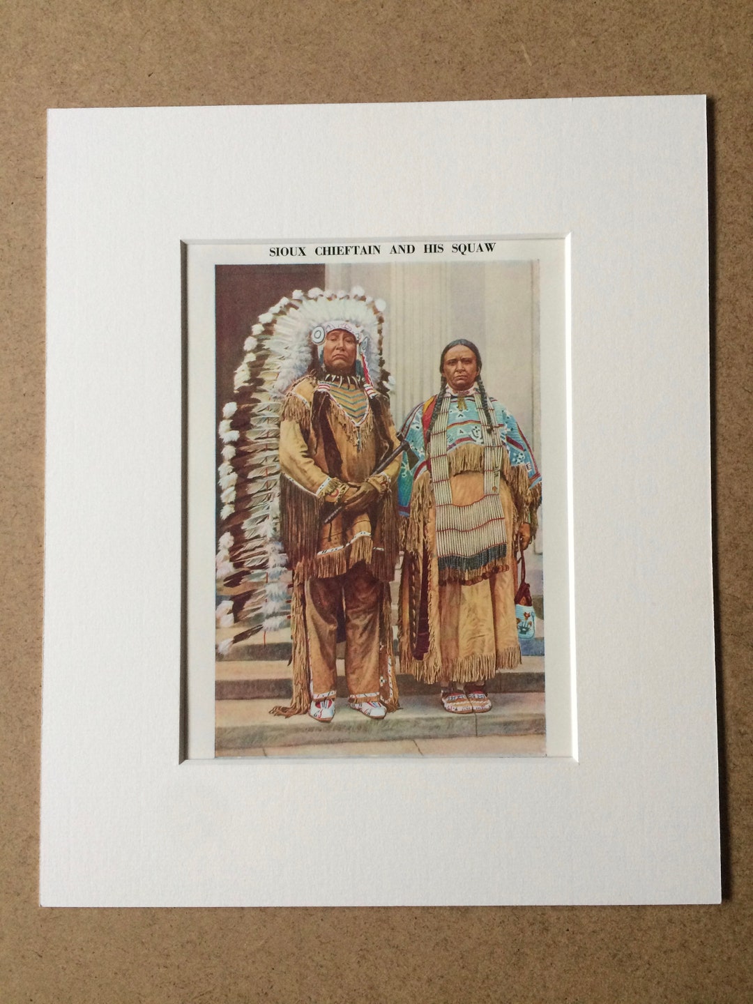 1940s Sioux Chieftain and His Squaw Original Vintage Print - Mounted ...
