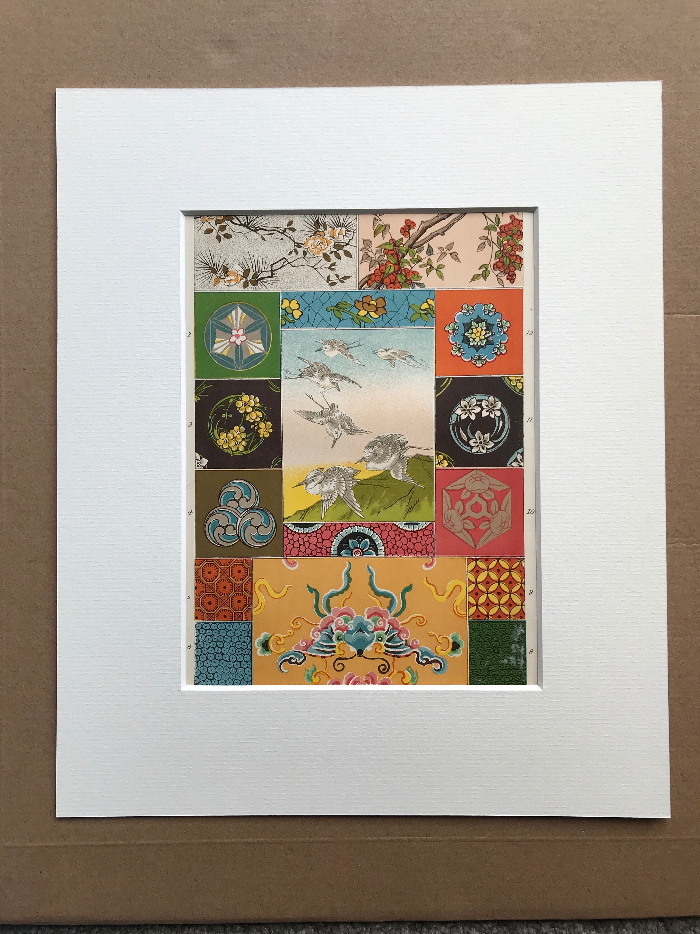 1891 Decorative Art of Japan Original Antique Lithograph - Mounted and ...