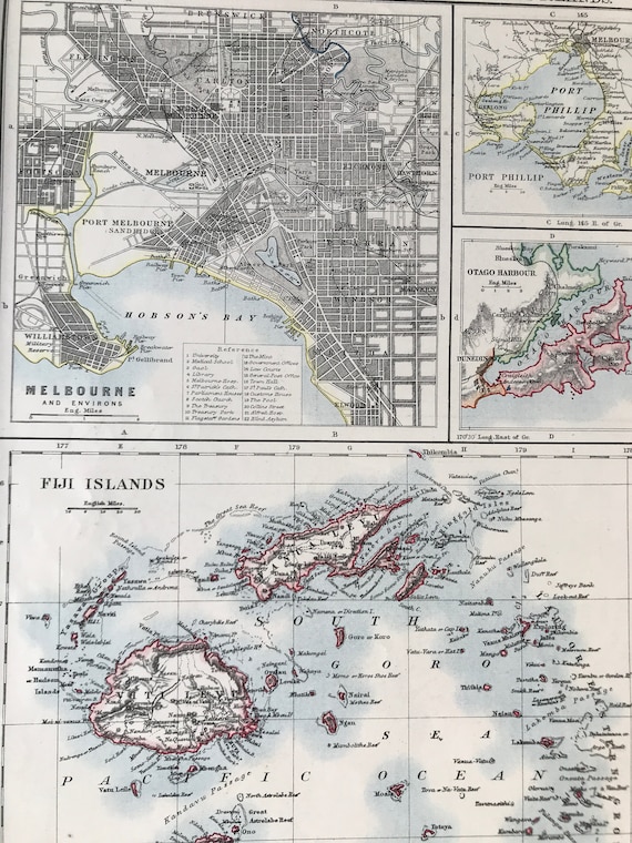 1895 Docks Seaport Facilities of Harbours Original Antique Map Globes ...