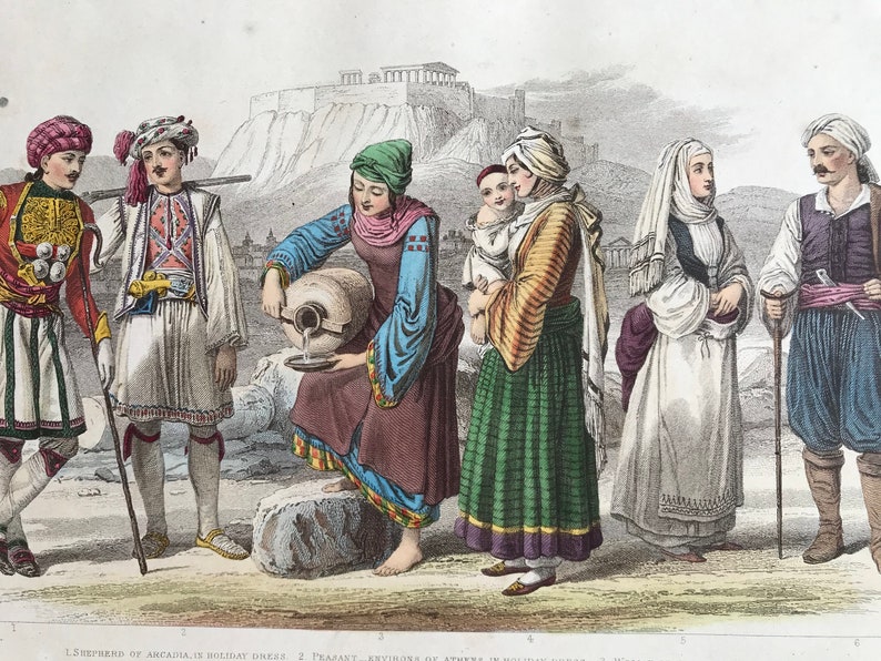 1870 Grecian Race Hellenes Pelasgi Original Antique Print - Etsy