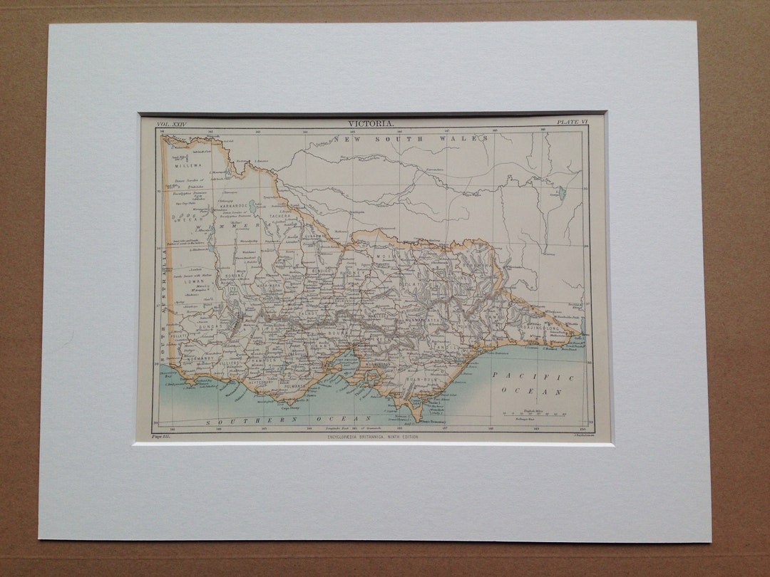 1875 Victoria Original Antique Map - Australia Map - Decorative Wall ...