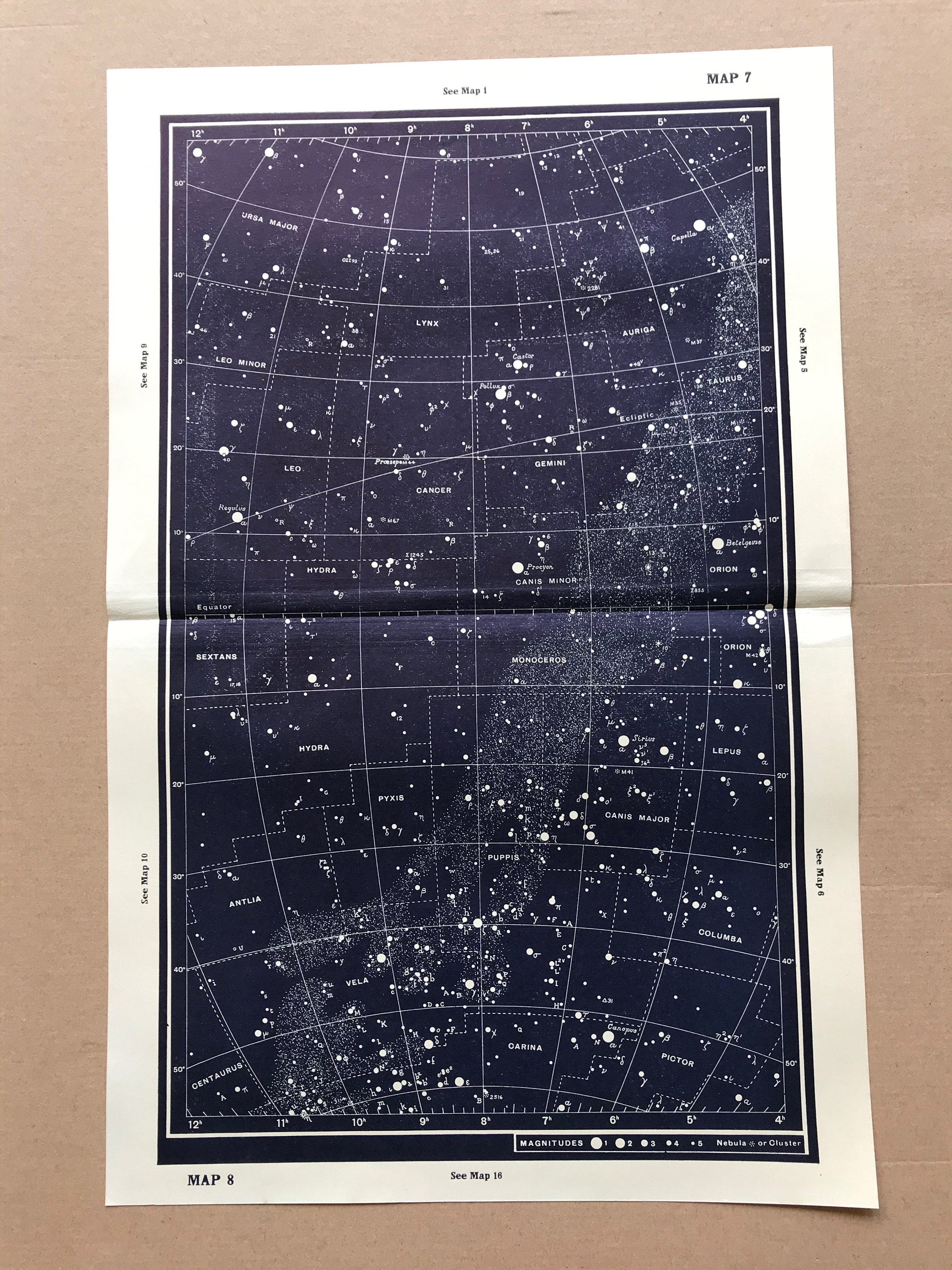 1958 Original Vintage Star Map for epoch 1950 - 9.5 x 14.5 inches ...