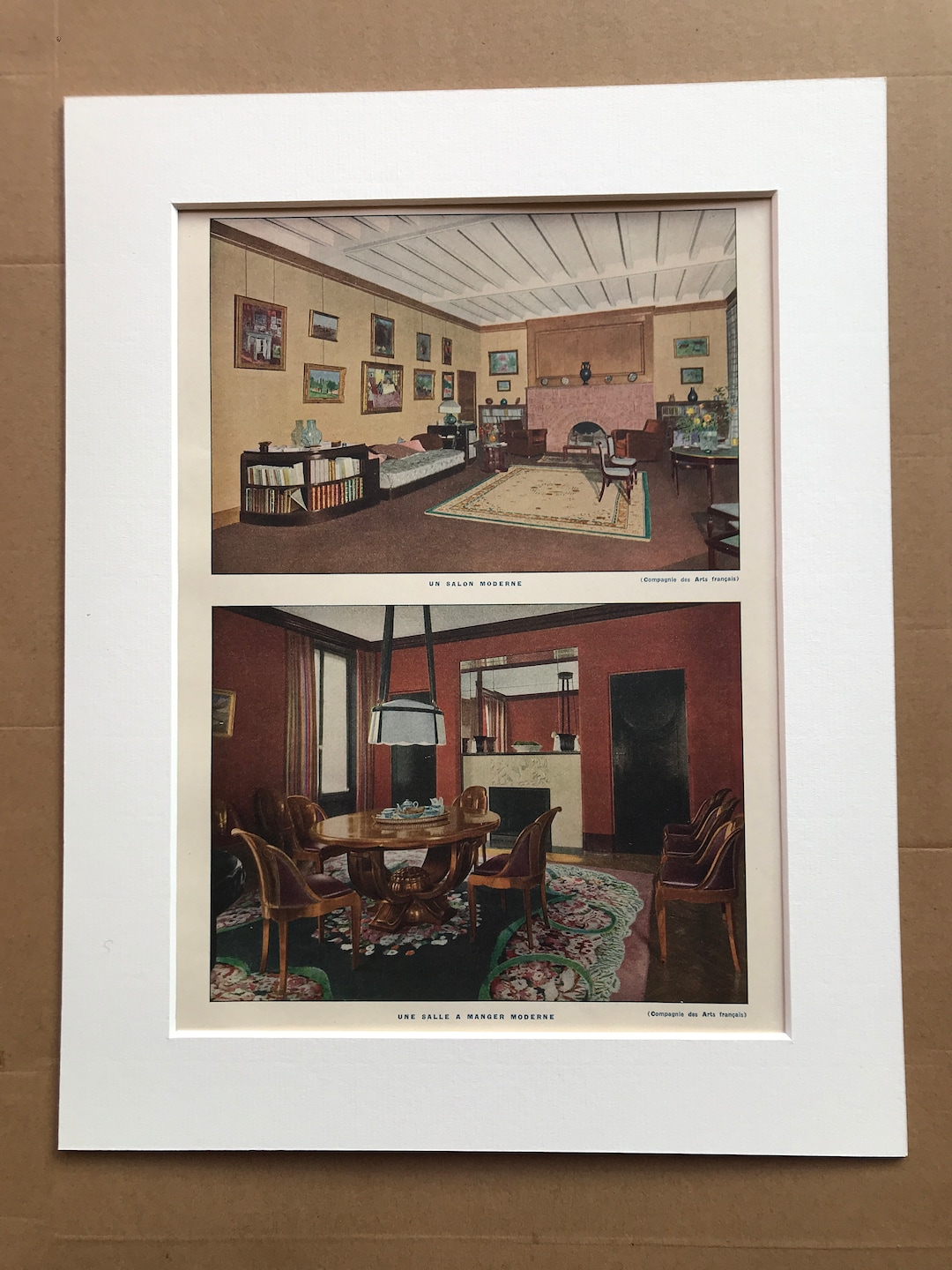 1928 Furniture Living Room and Dining Room Original Antique Print ...