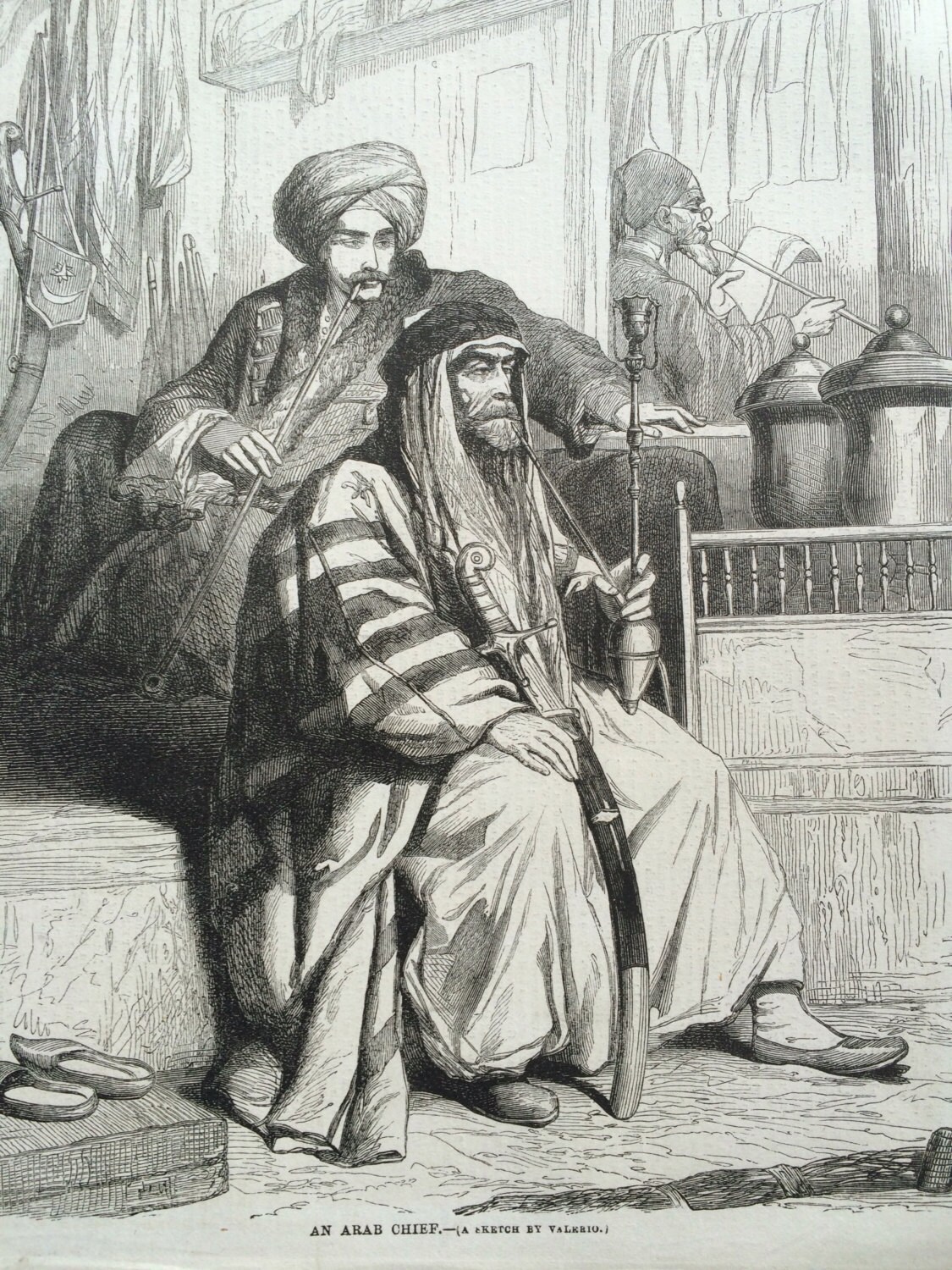1858 Arnauts & An Arab Chief from sketches by Valerio Original Antique ...