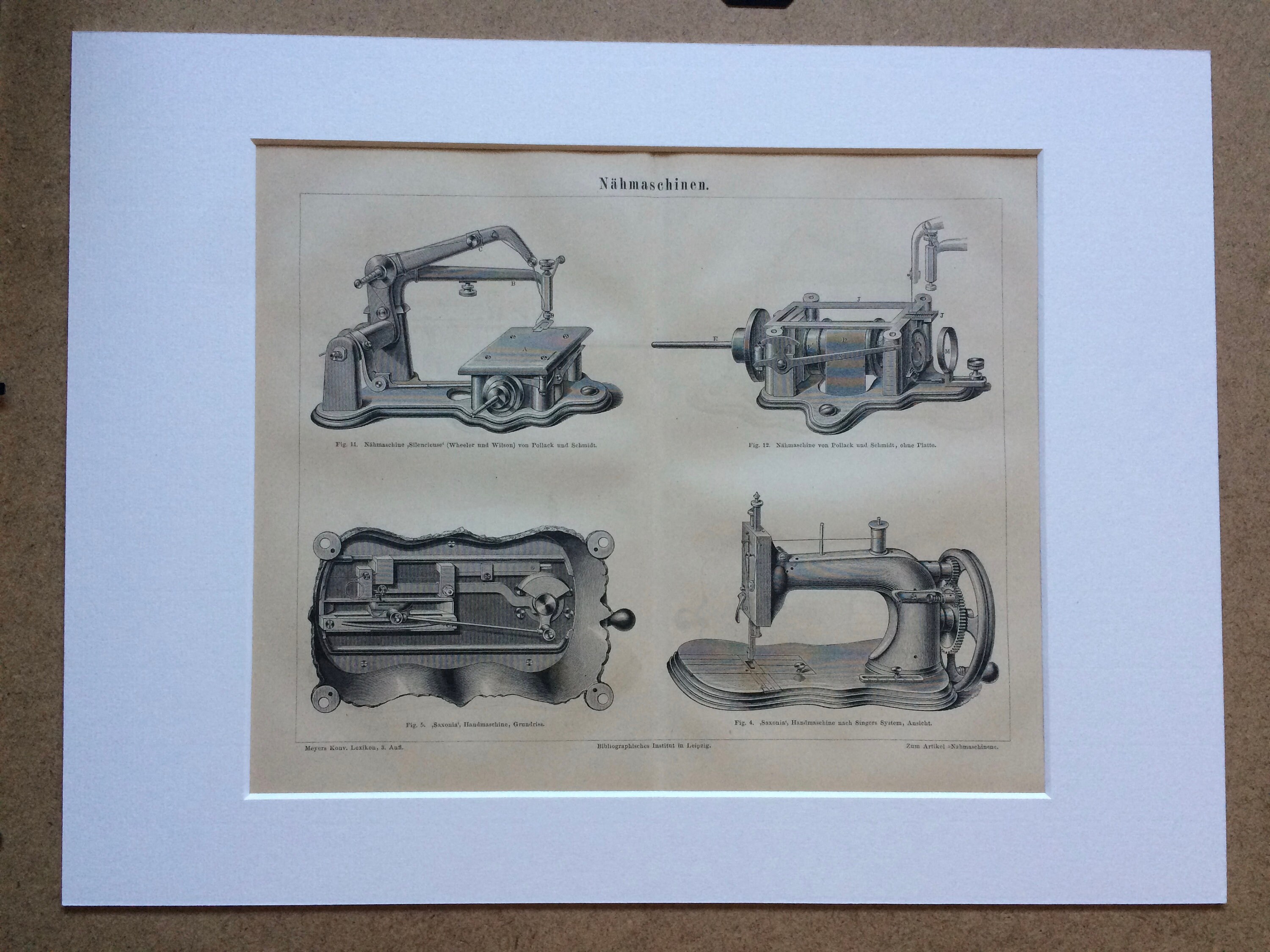 1877 Sewing Machines Large Original Antique print - Available Mounted ...
