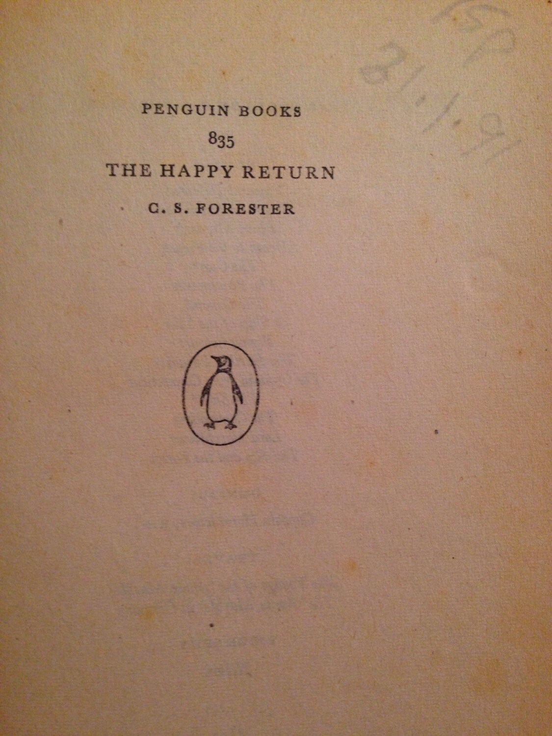 1951 Vintage Penguin book, The Happy Return 'A Hornblower Story' by C.S ...
