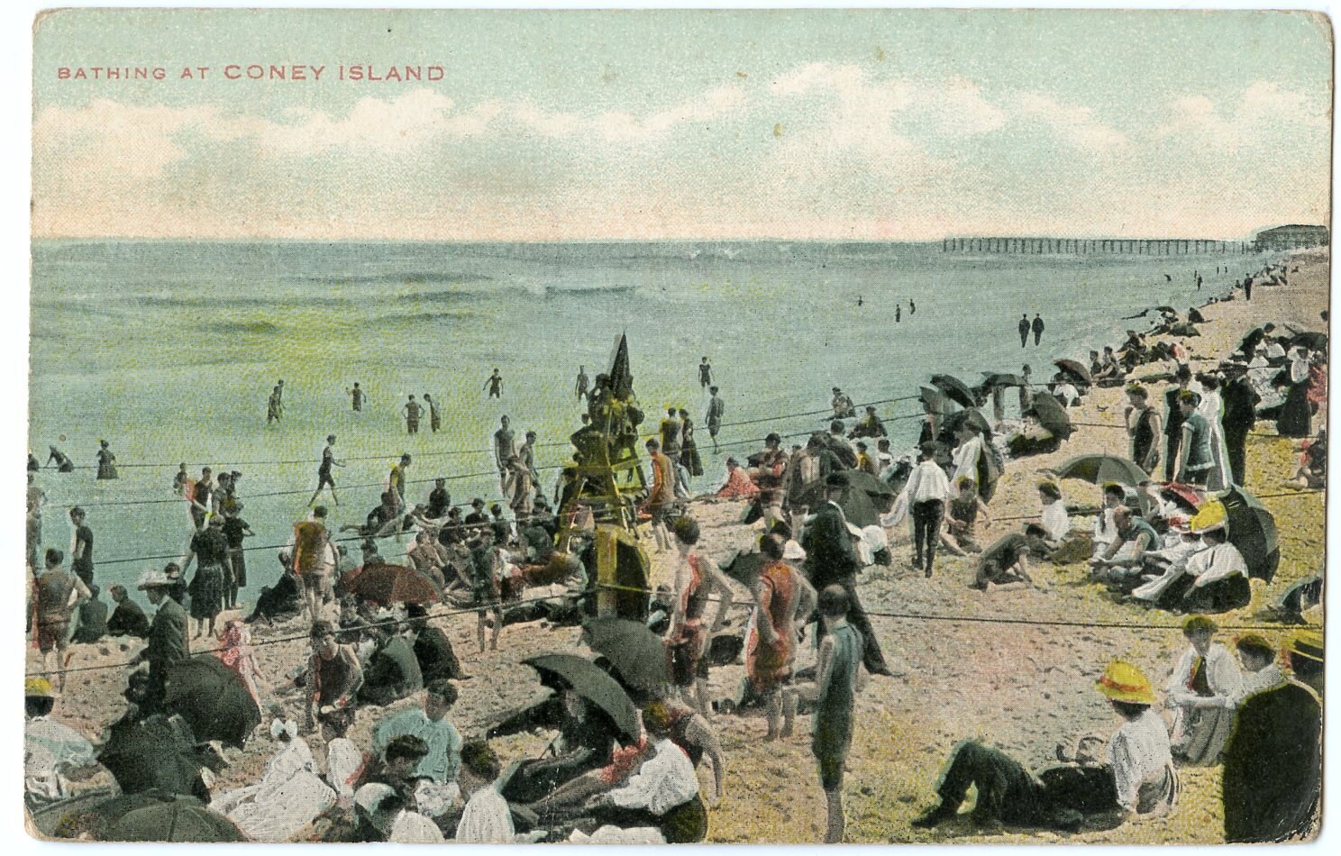 1910 Bathing at Coney Island, Brooklyn, New York antique postcard ...