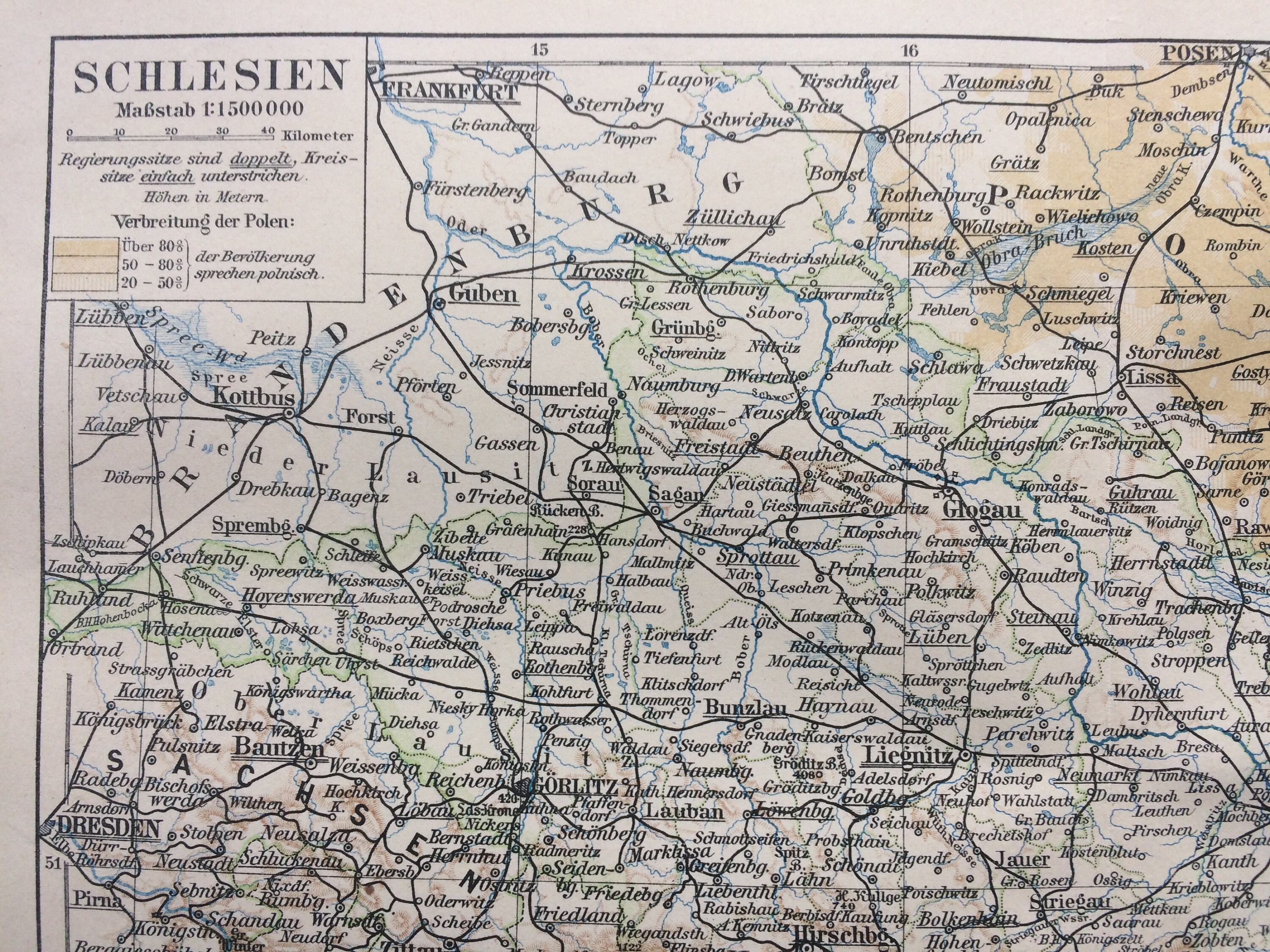1897 Silesia Original Antique Map - Available Mounted and Matted ...