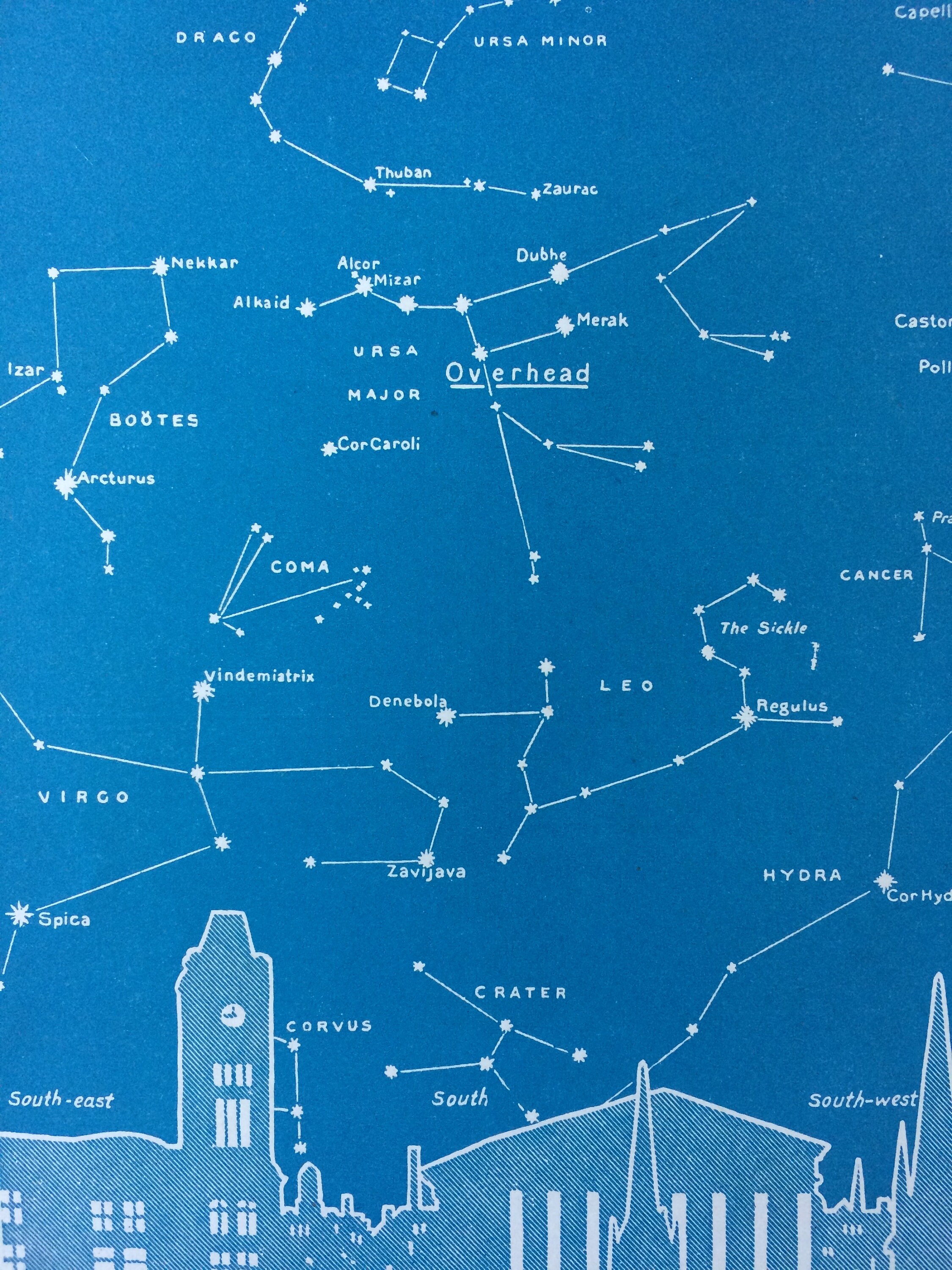 1940s April Star Map Original Vintage Print - Mounted and Matted ...