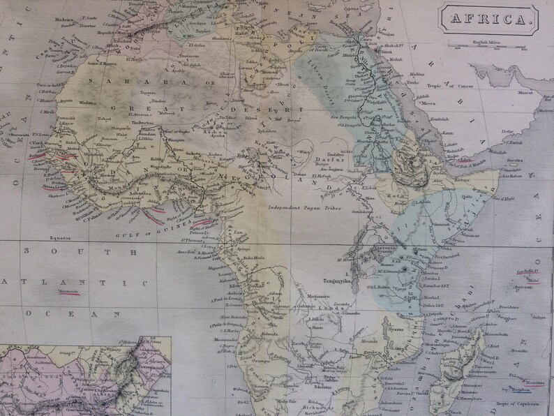 1870 AFRICA Original Antique Map Showing Height of Mountains - Etsy UK