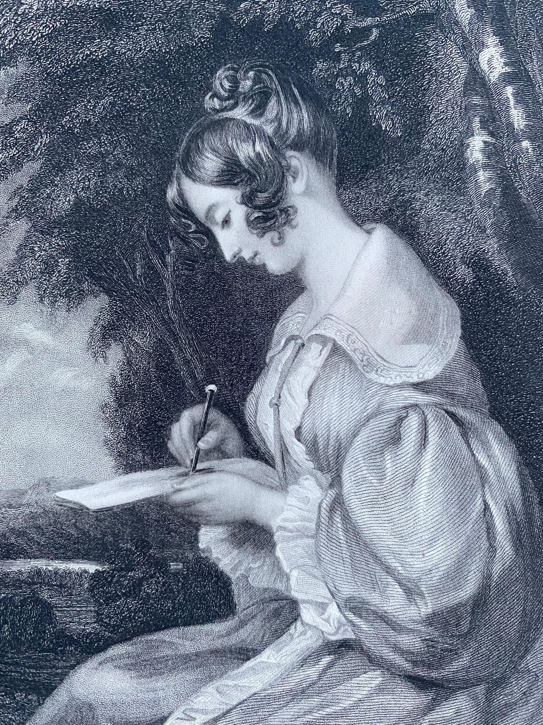 1836 Matilda Original Antique Print - Engraving - Portrait - Mounted ...