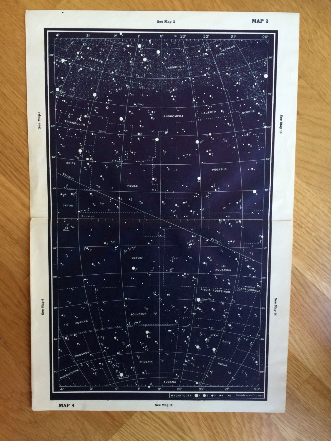 1967 Original Vintage Star Map for epoch 1950 - 9.5 x 14.5 inches ...