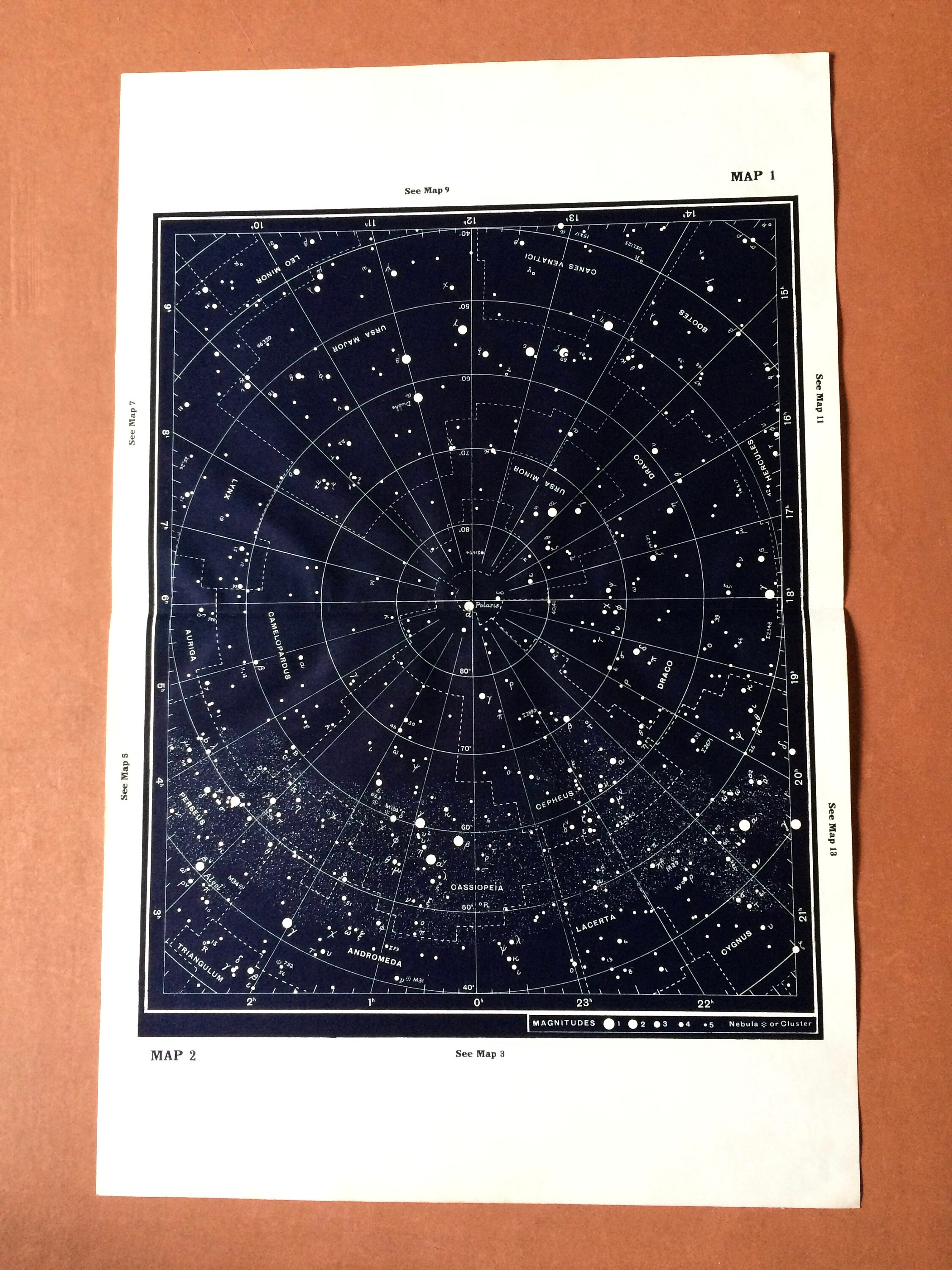 1967 Original Vintage Star Map for epoch 1950 - 9.5 x 14.5 inches ...