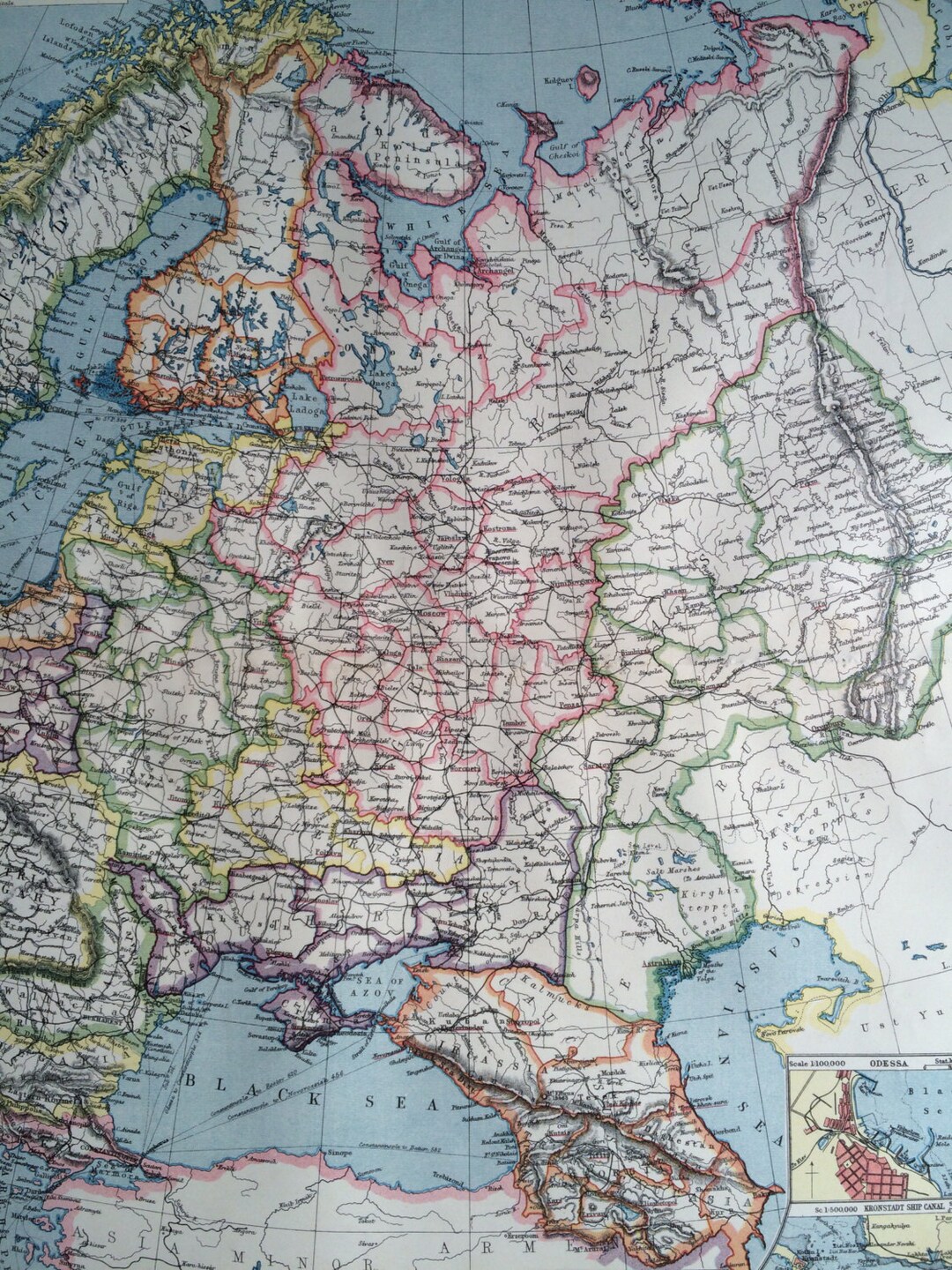 1903 Russia in Europe & the Caucasus Large Original Antique Map, 15.5 X ...