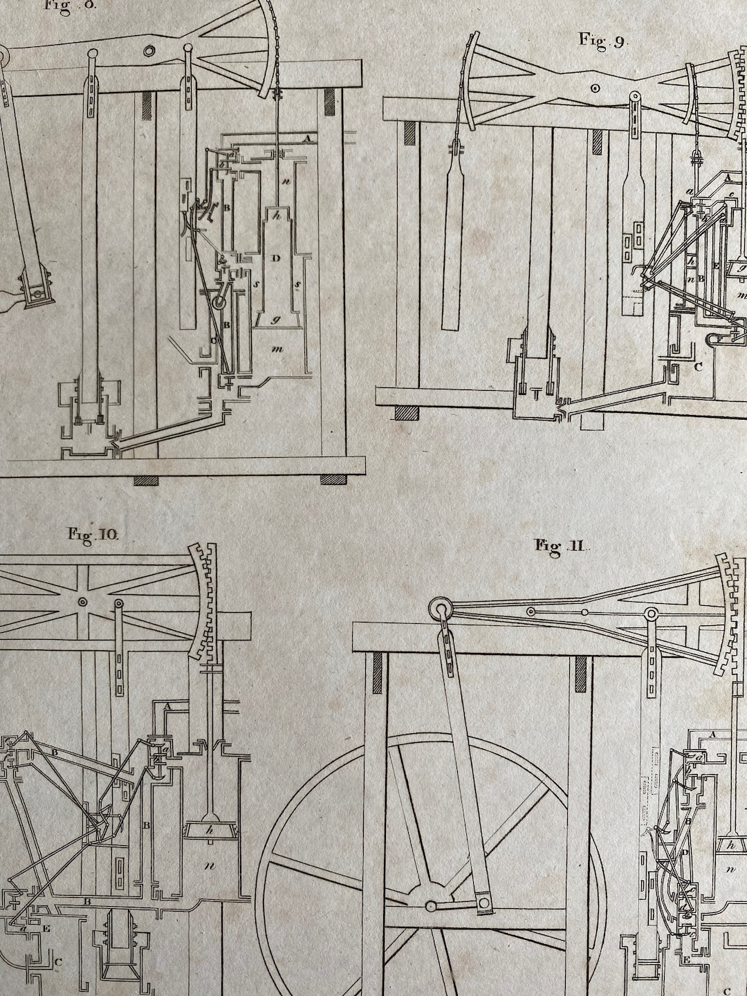 1806 Steam Engine Diagram Original Antique Engraving - Victorian ...