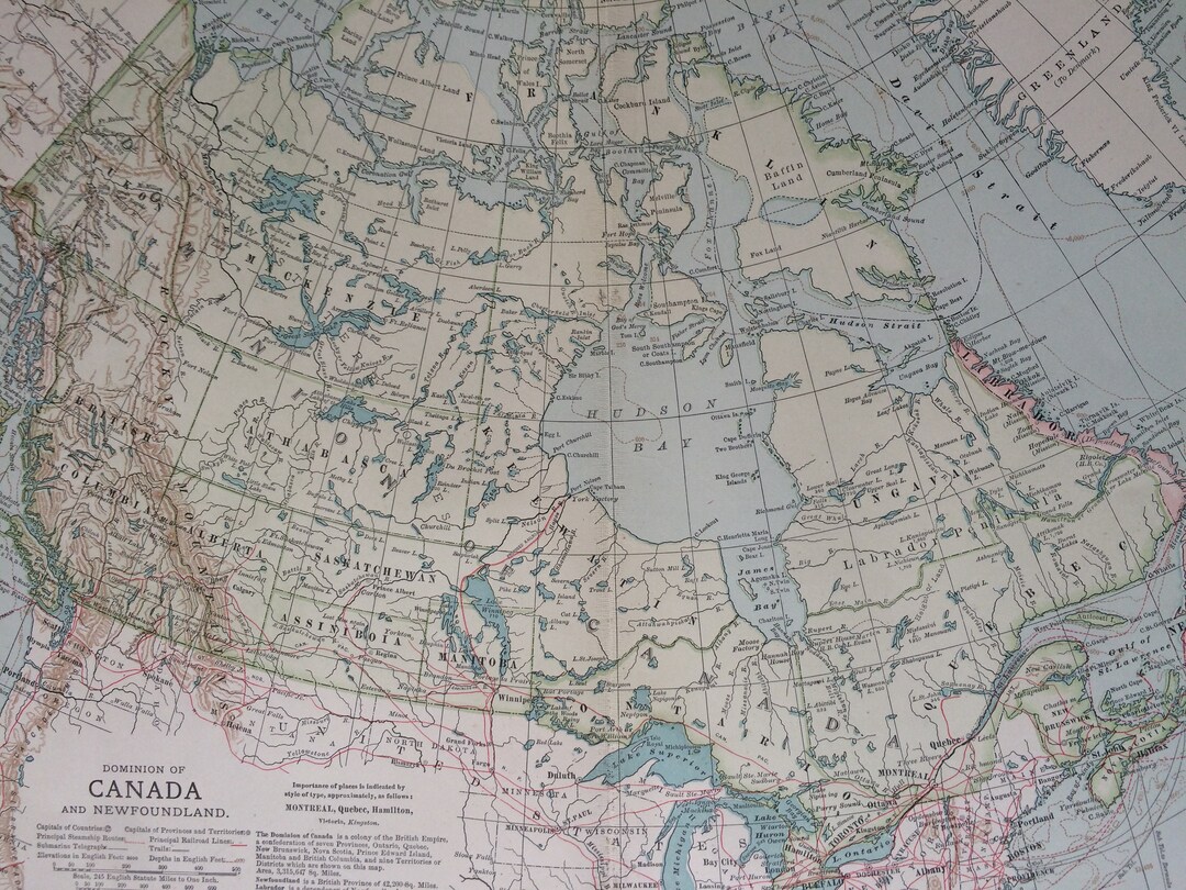 1903 Canada Original Large Antique Map - Dominion of Canada and ...