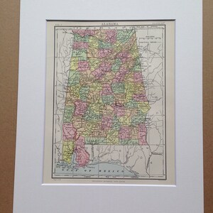 1875 Alabama Original Antique Map - AL - US State Map - United States ...