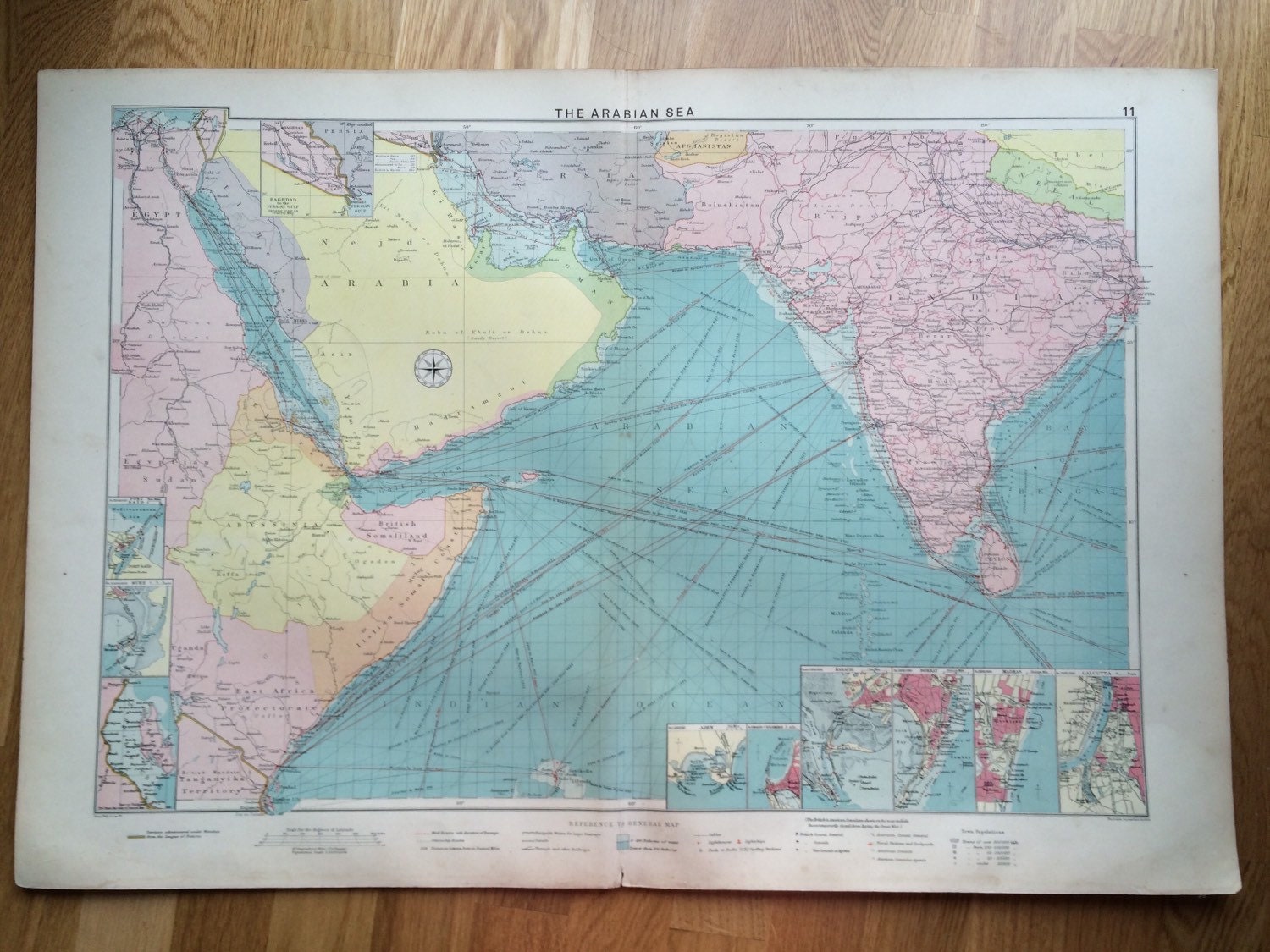1920 The Arabian Sea mercantile marine map - extra large original ...
