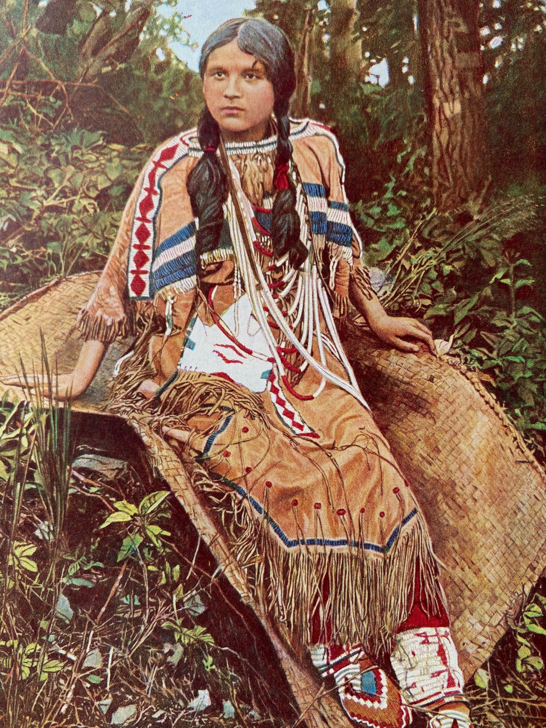 1940s Native American Girl of the Ojibwa Tribe Original Vintage Print ...