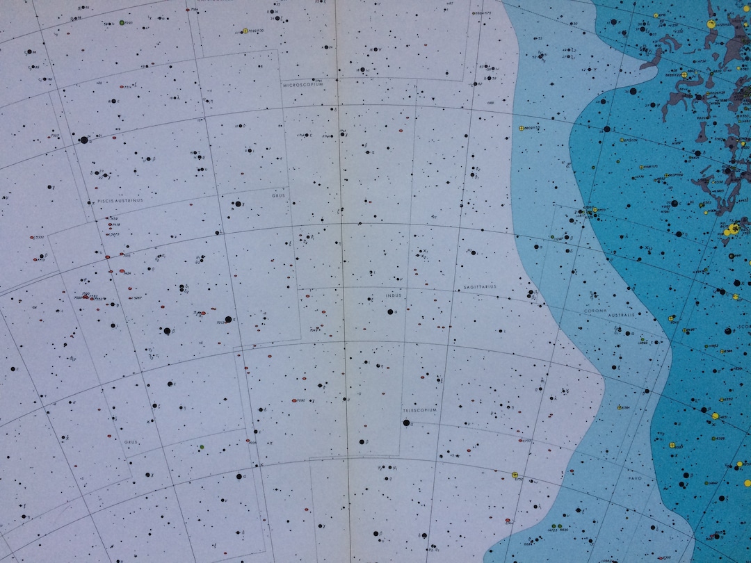 1962 Large Original Vintage Star Map - Astrology, Astronomy, Stars ...