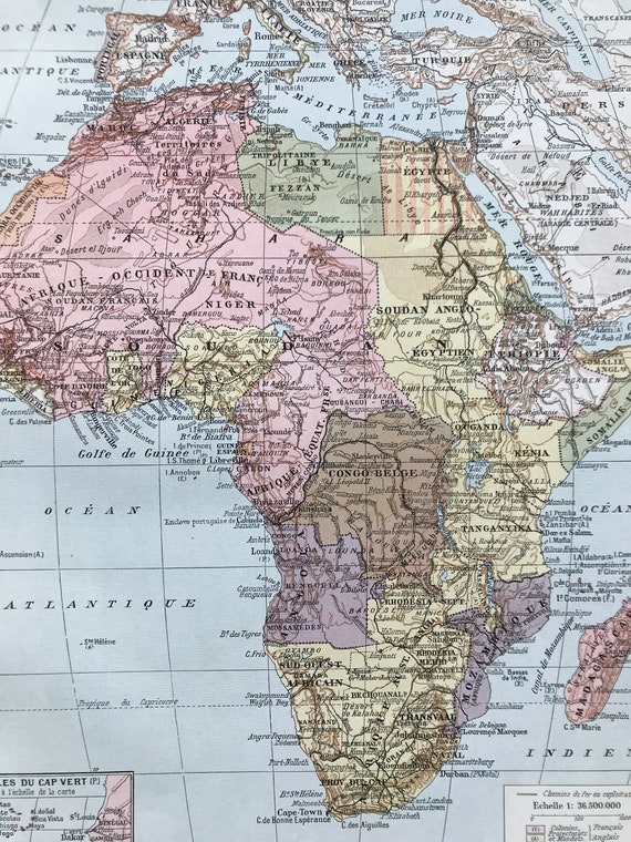 Home Décor Home & Living 1928 Africa Original Antique Map African ...