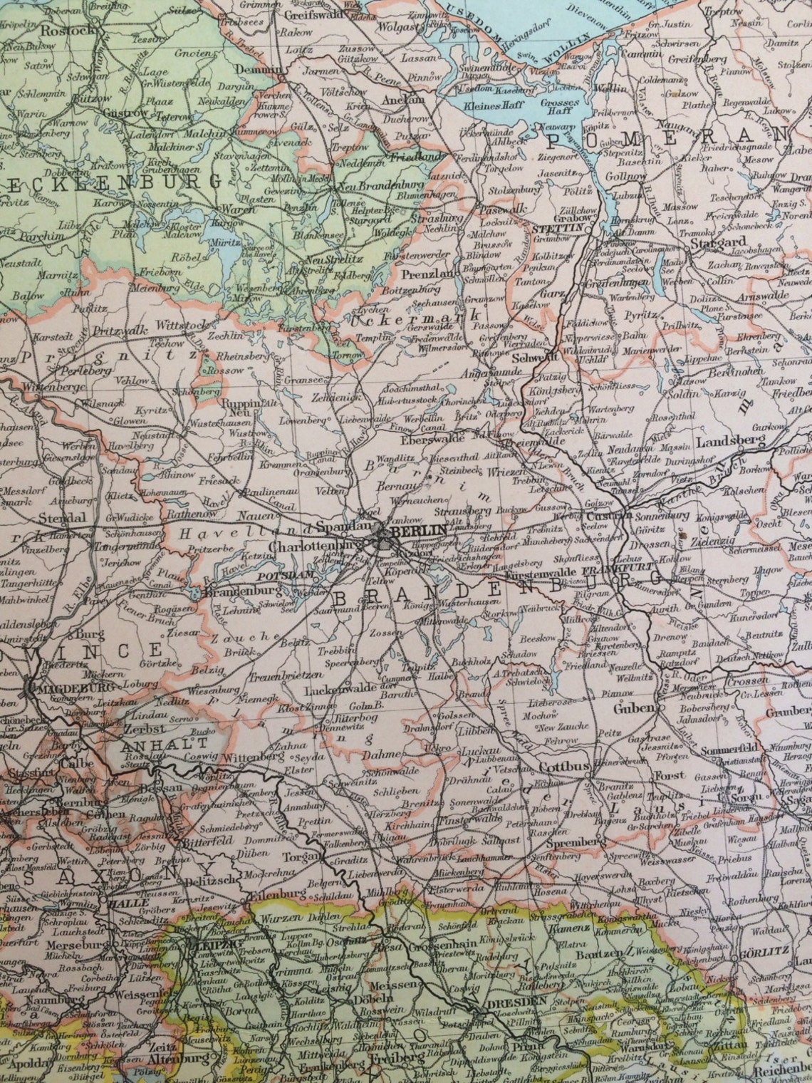 1898 GERMANY Central Large Original Antique Map 14 x 18.5 | Etsy