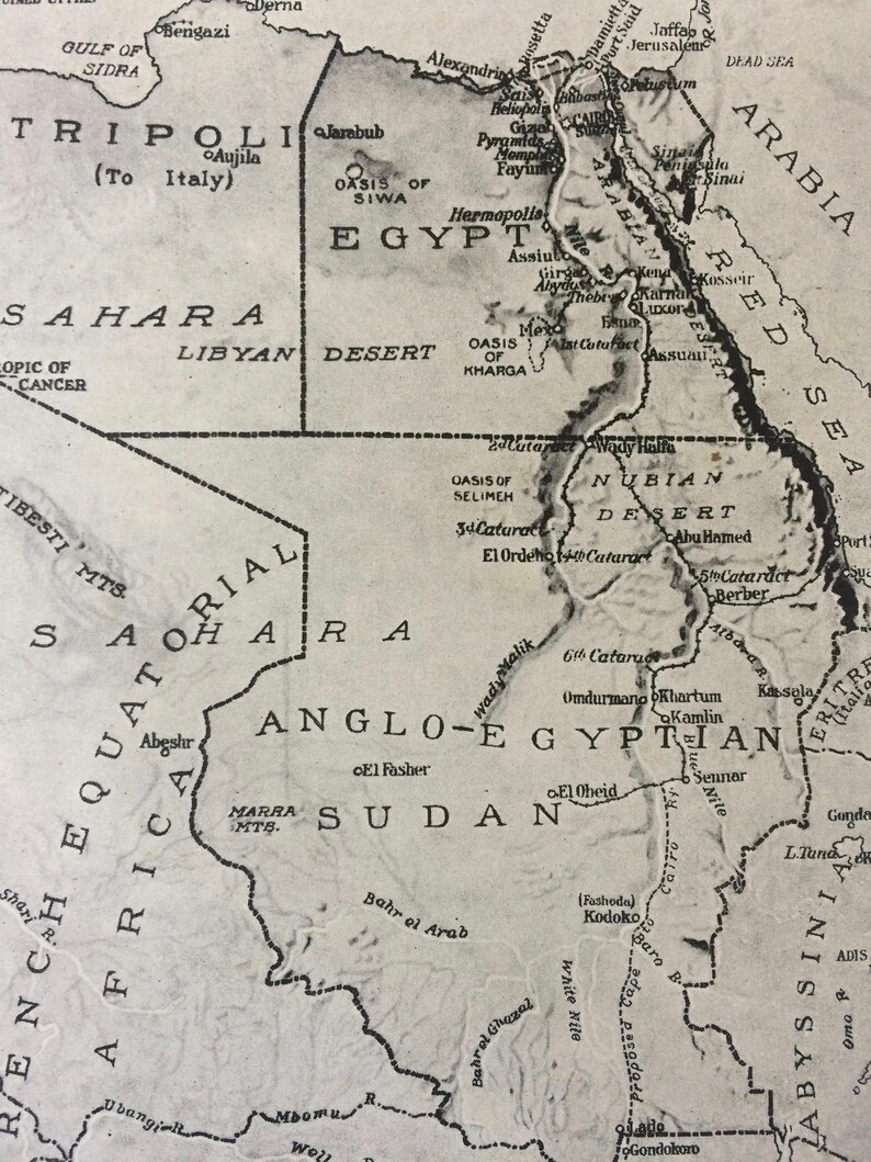 1940s Egypt and Neighbouring Lands Map Original Vintage Print | Etsy