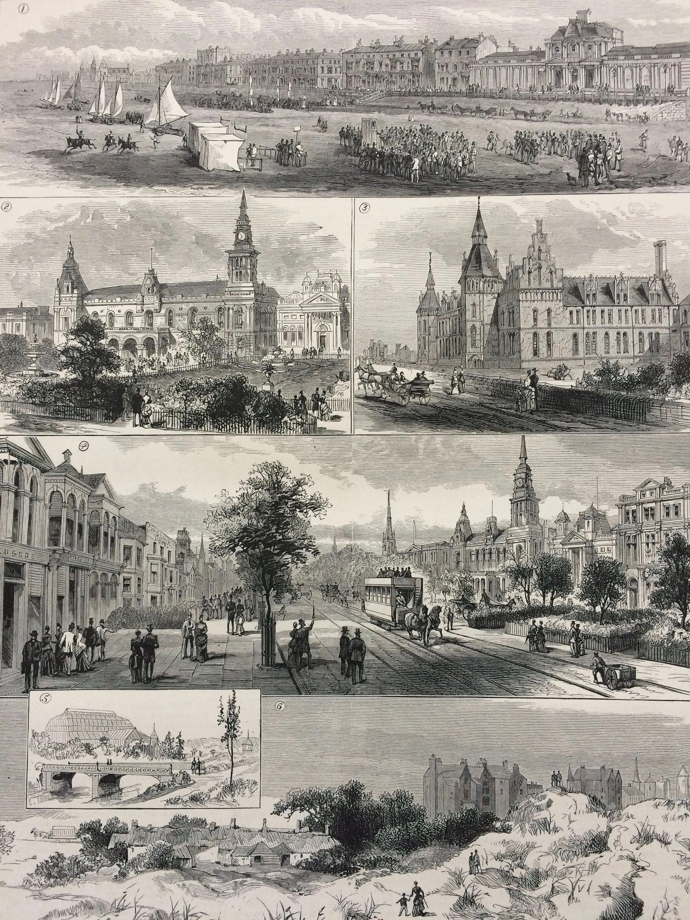1883 Original Antique Engraving - The British Association at Southport ...