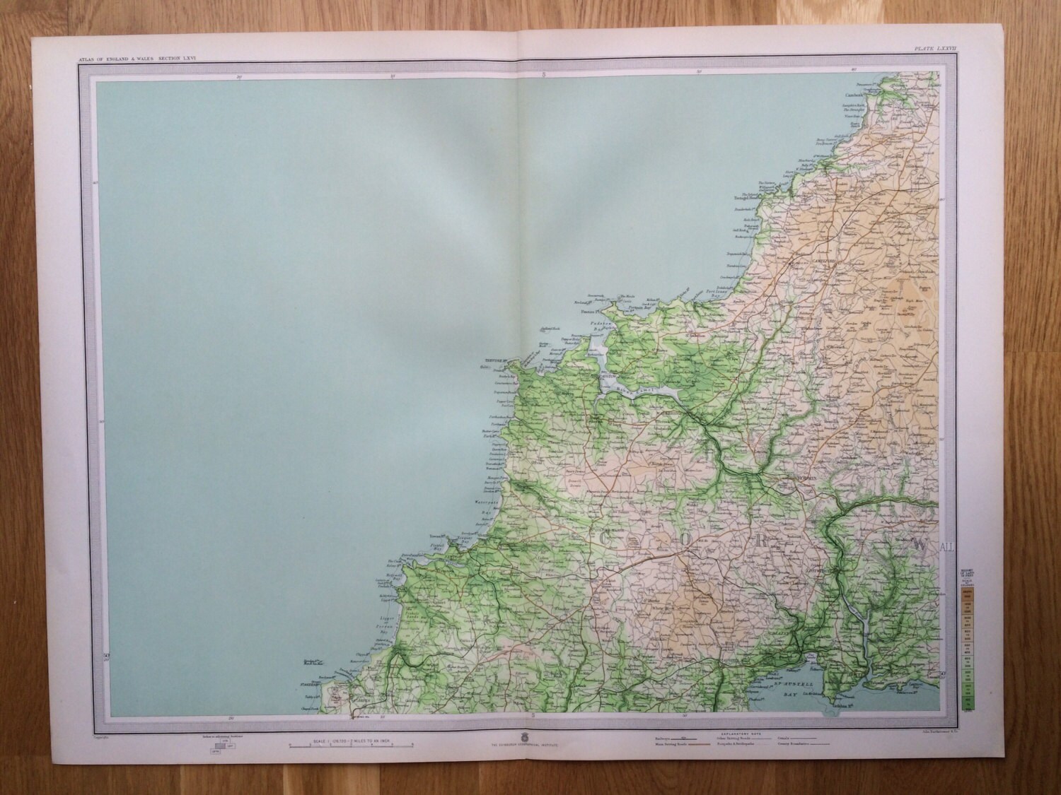 1903 NEWQUAY & BODMIN Large Original Antique Map, 17.5 x 23 inches ...