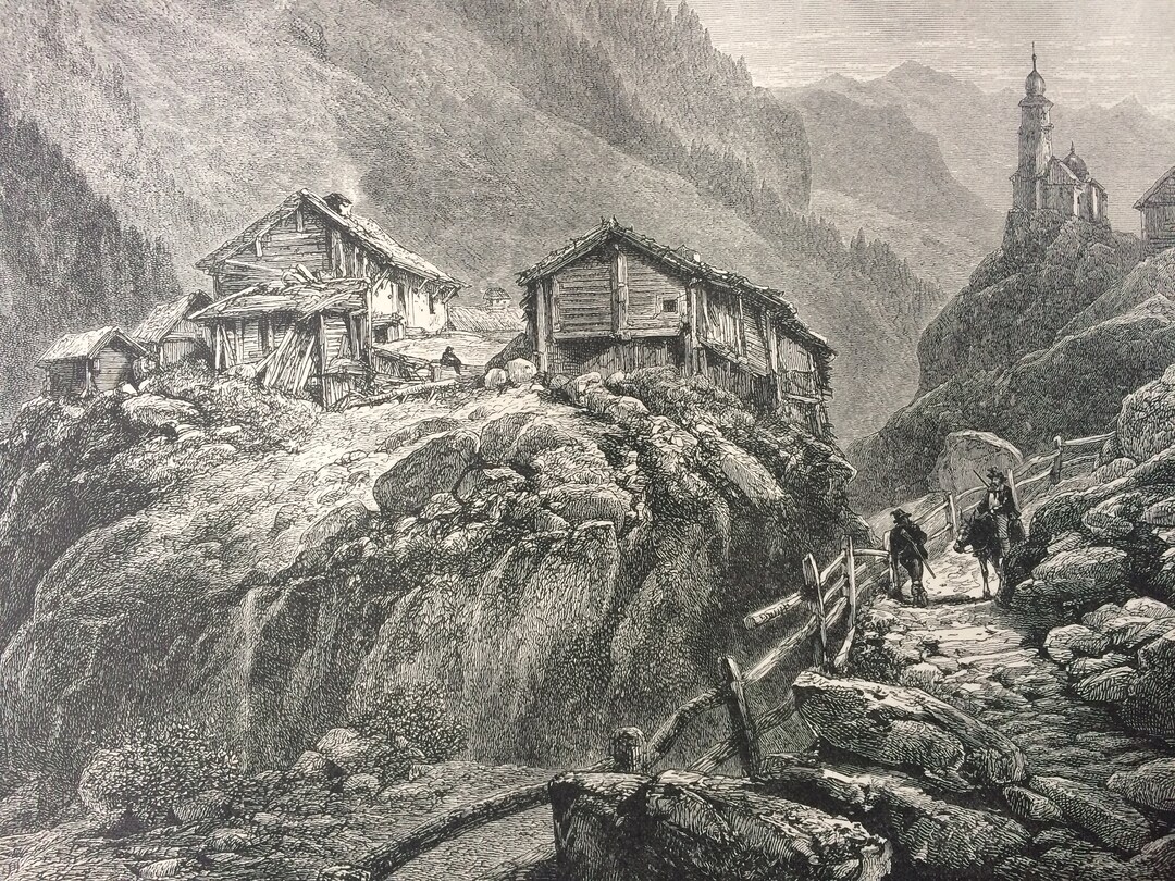 1876 Heiligenkreutz, Oetzthal Original Antique Wood Engraving - Tyrol ...