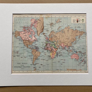 1900s the World Showing European Colonies 1904 Original Antique World ...