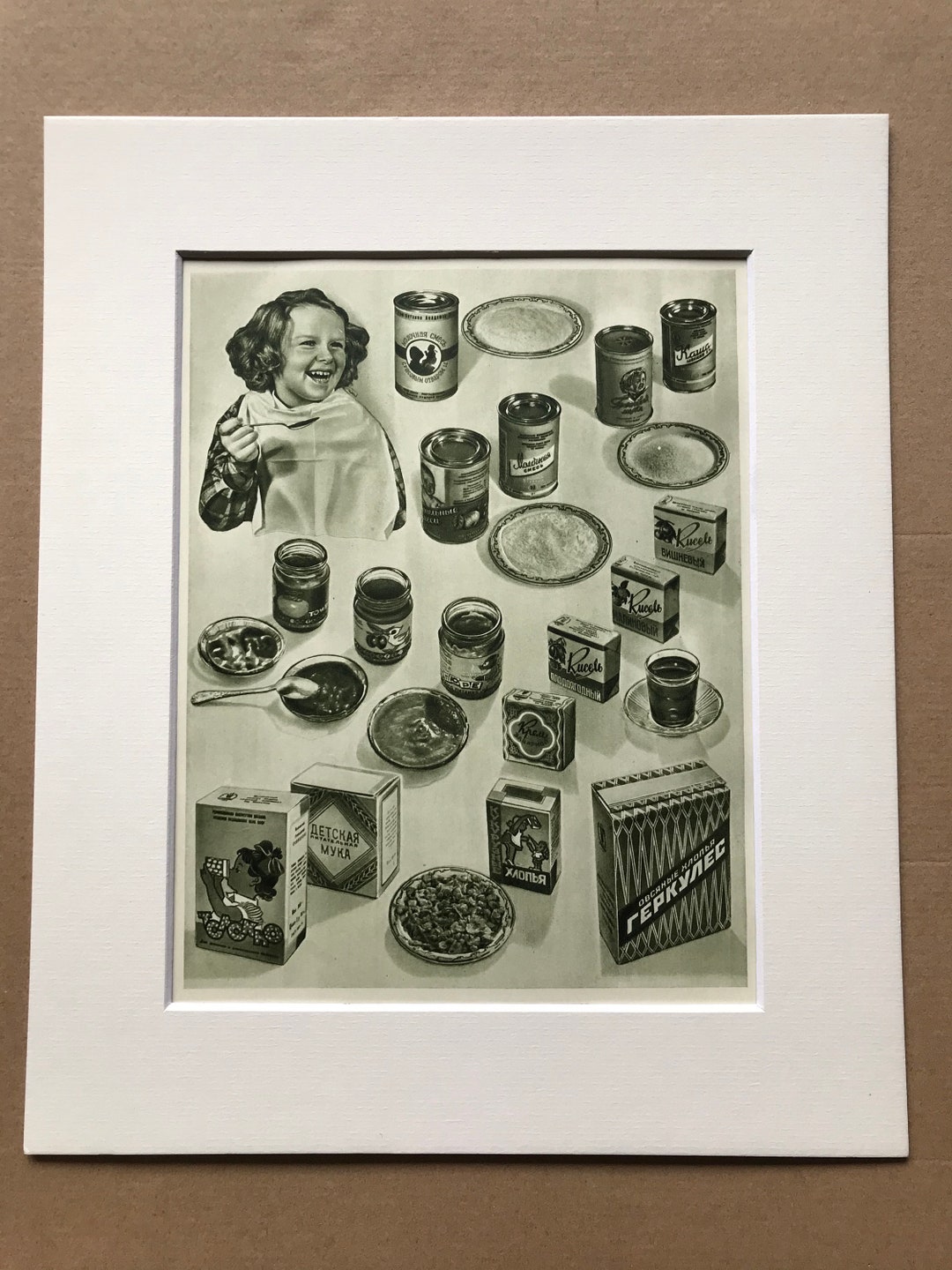 1959 Tinned Food Original Vintage Print Mounted and Matted - Etsy