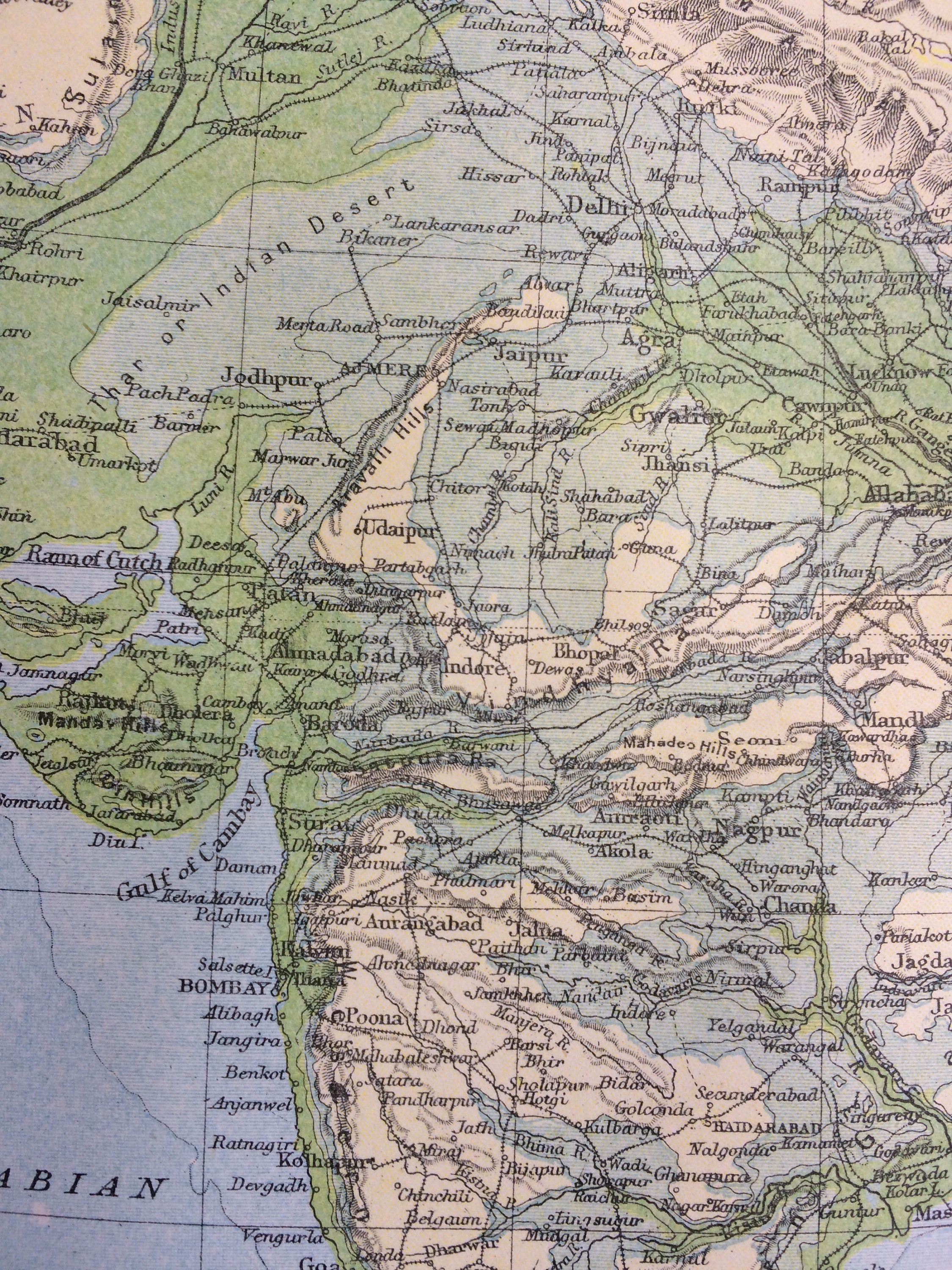 1904 India (Physical) Original Antique Map - 10 x 12 inches - Wall Map ...