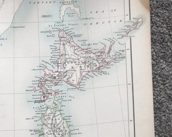 Home Décor 1898 Japan Large Original Antique A & C Black Map with ...