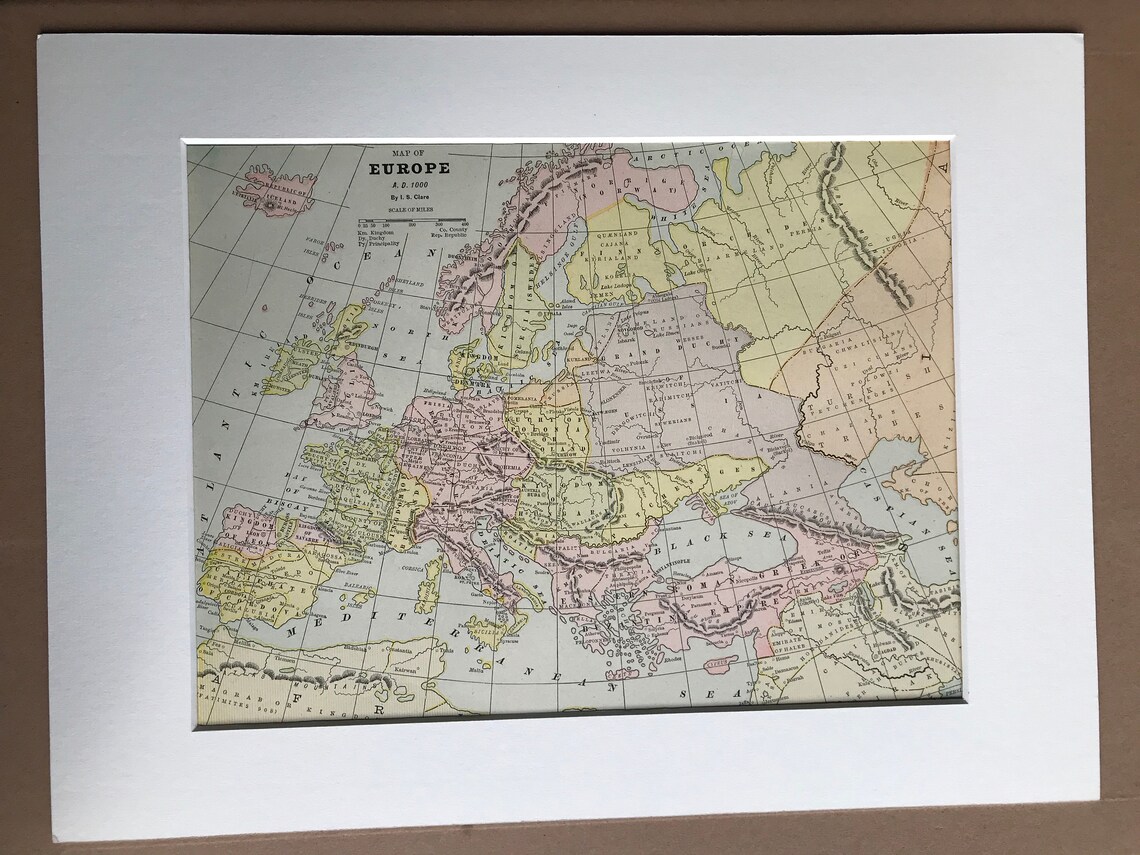 1901 Europe in A.D. 1000 Original Antique Map European | Etsy