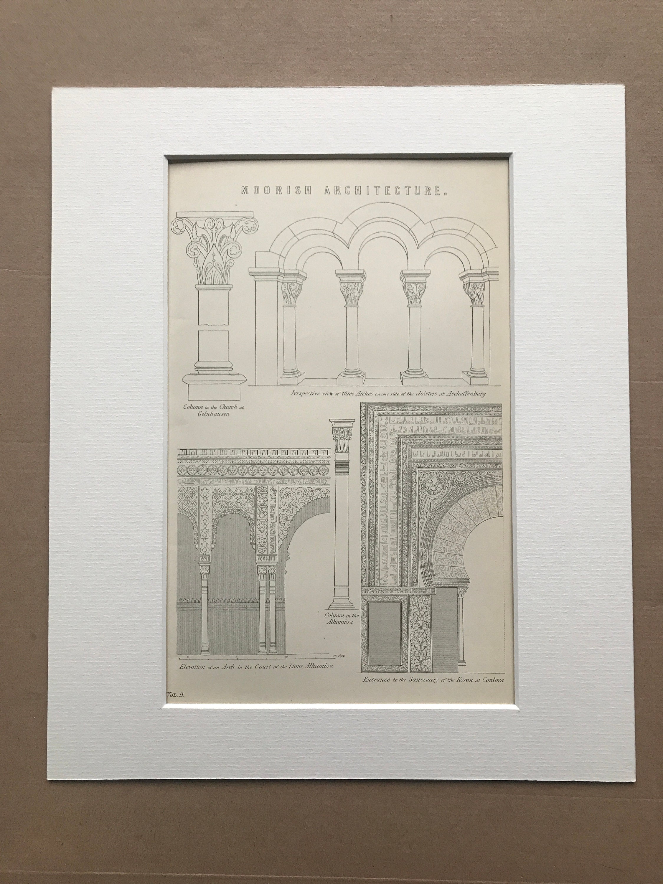 1891 Moorish Architecture Original Antique Print - Alhambra - Islamic ...