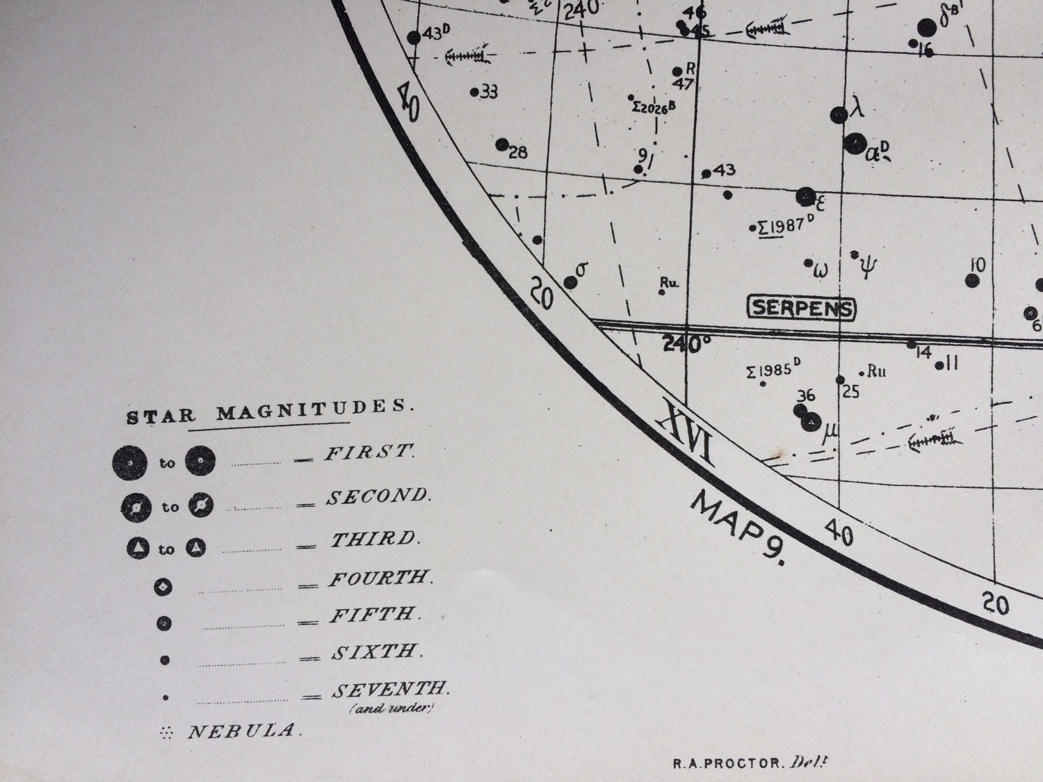 1896 Original Large Antique Star Map for anno 1880 - 14 x 18 inches ...