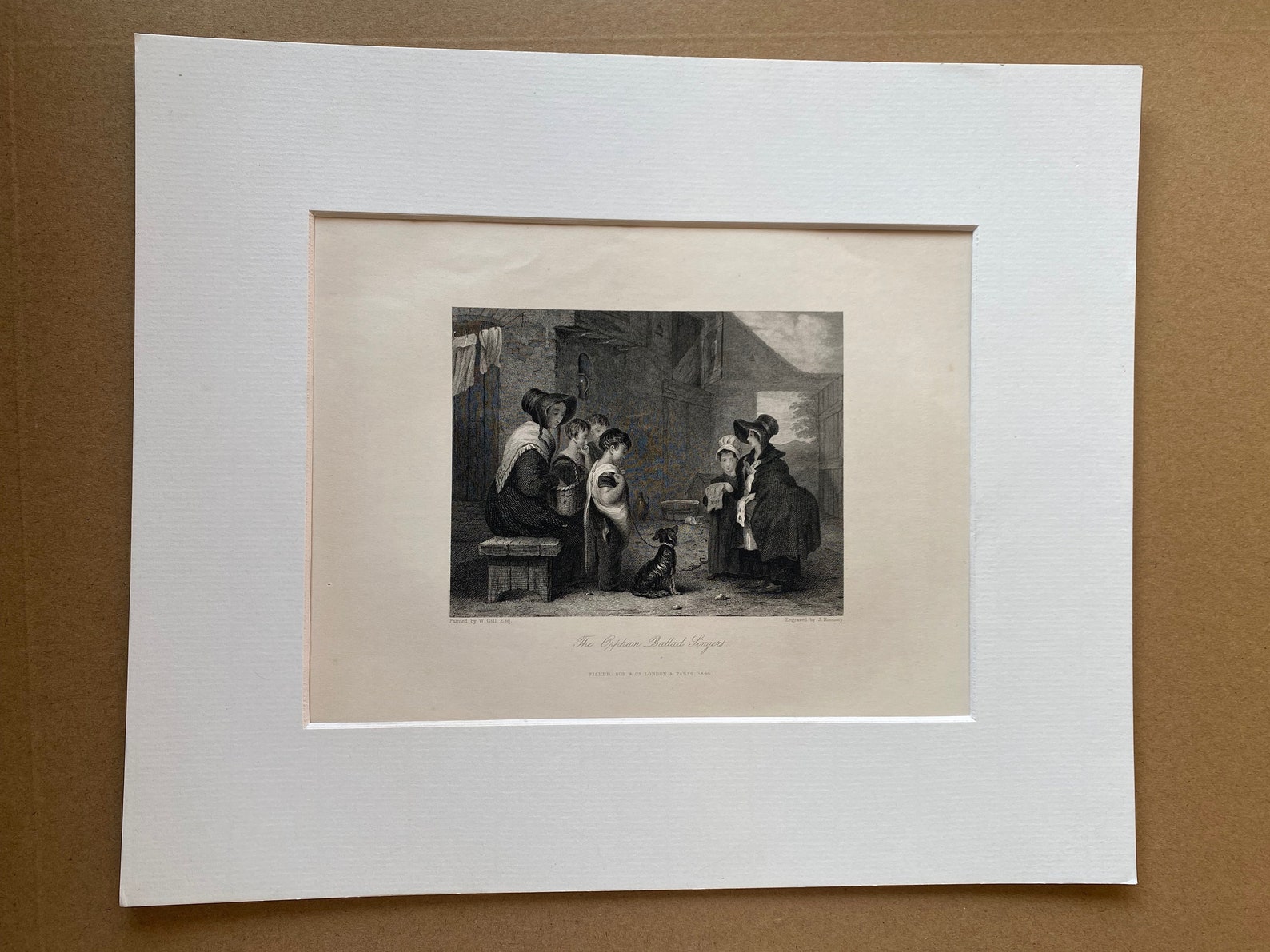 1844 the Orphan Ballad Singers Original Antique Print - Engraving ...