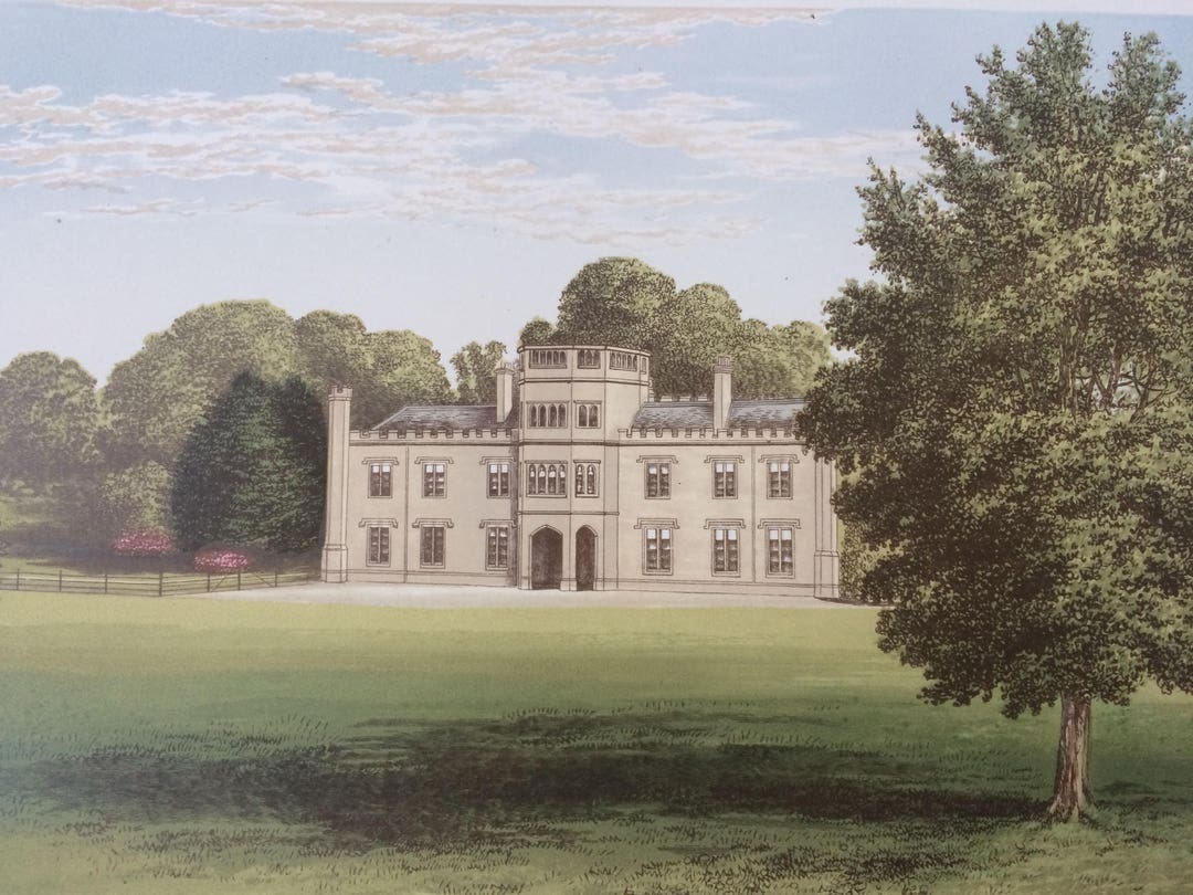 1870 Wolseley Hall Original Antique Lithograph - Decorative Wall Art ...