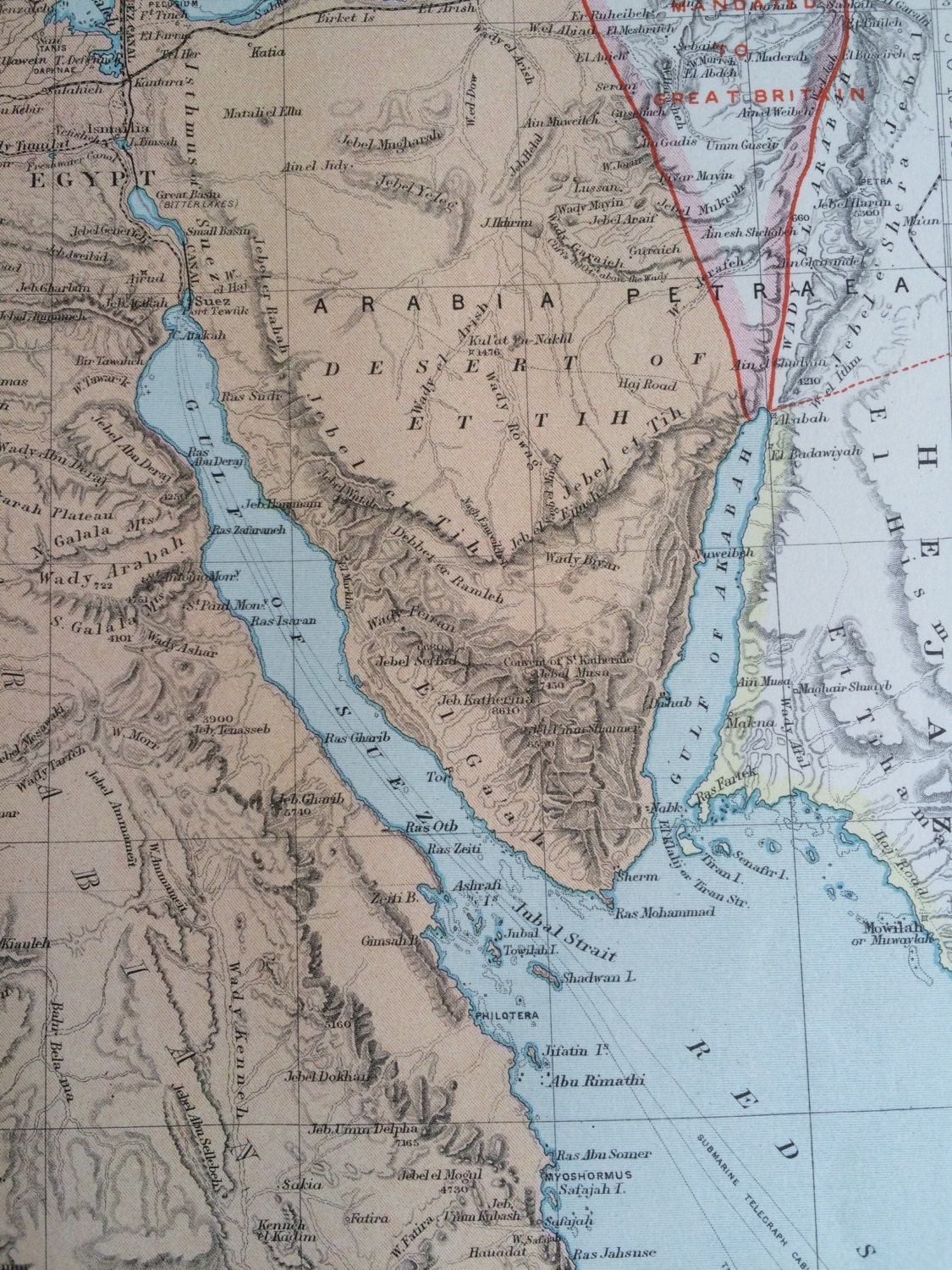 1920 EGYPT Original Vintage Map, 12 x 14.5 inches, historical wall ...