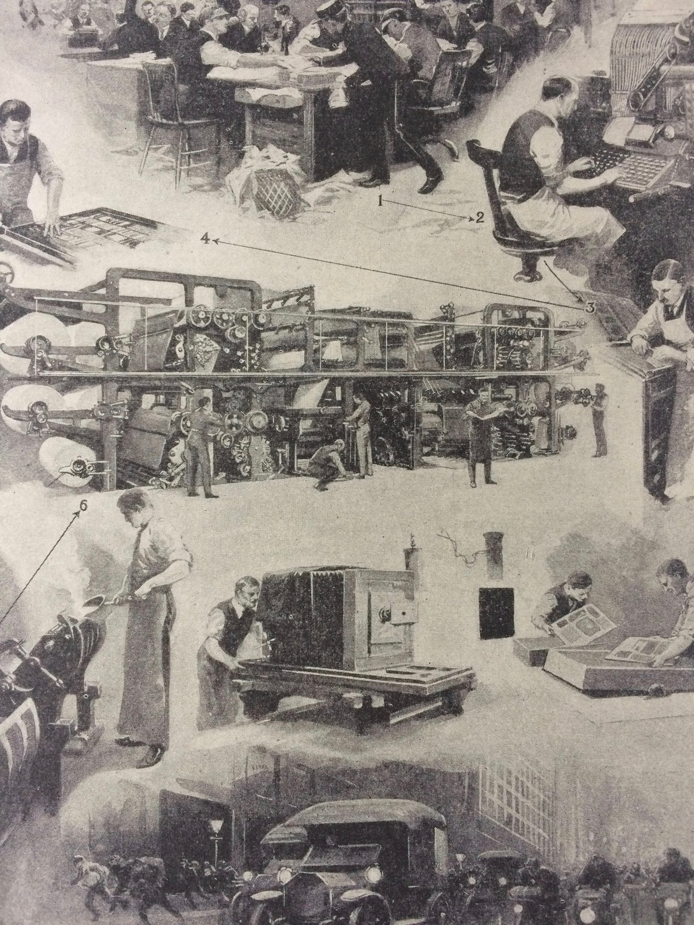 1940s News Printing Press Original Vintage Print - Mounted and Matted ...