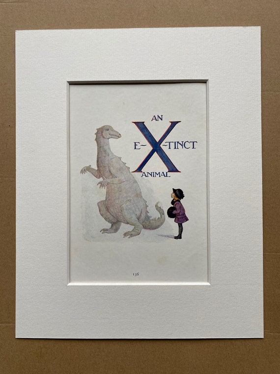 1920 Alphabet Letter X Extinct Animal Original Vintage | Etsy