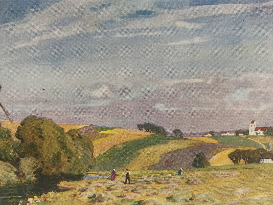 1928 Denmark - A Typical Danish Landscape, South Jutland Original ...
