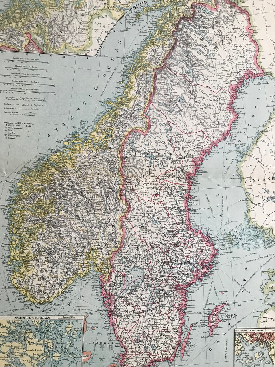 1903 the Scandinavian Kingdoms: Norway and Sweden Original Antique Map ...