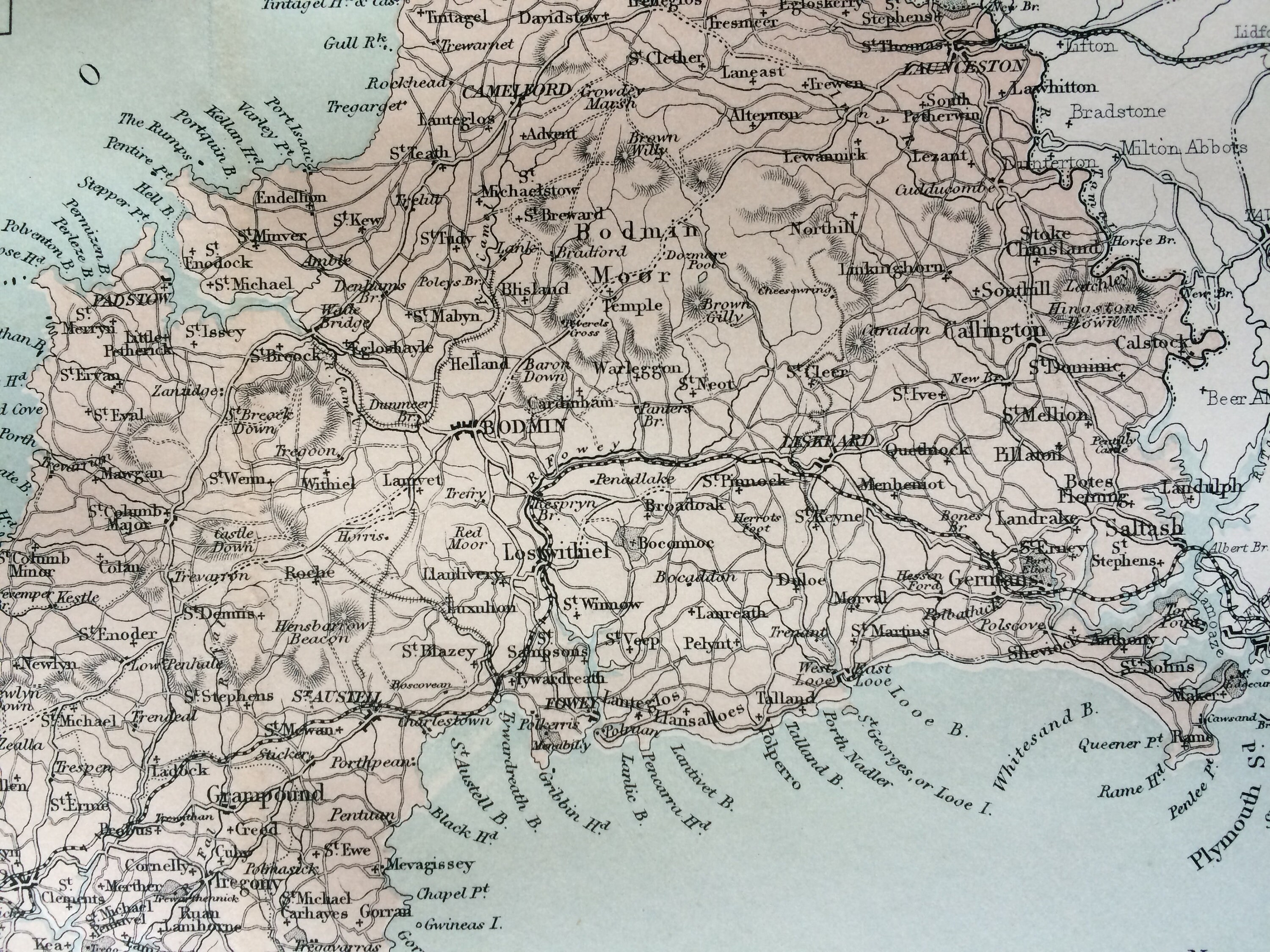 1868 CORNWALL original antique map, english county, cartography ...