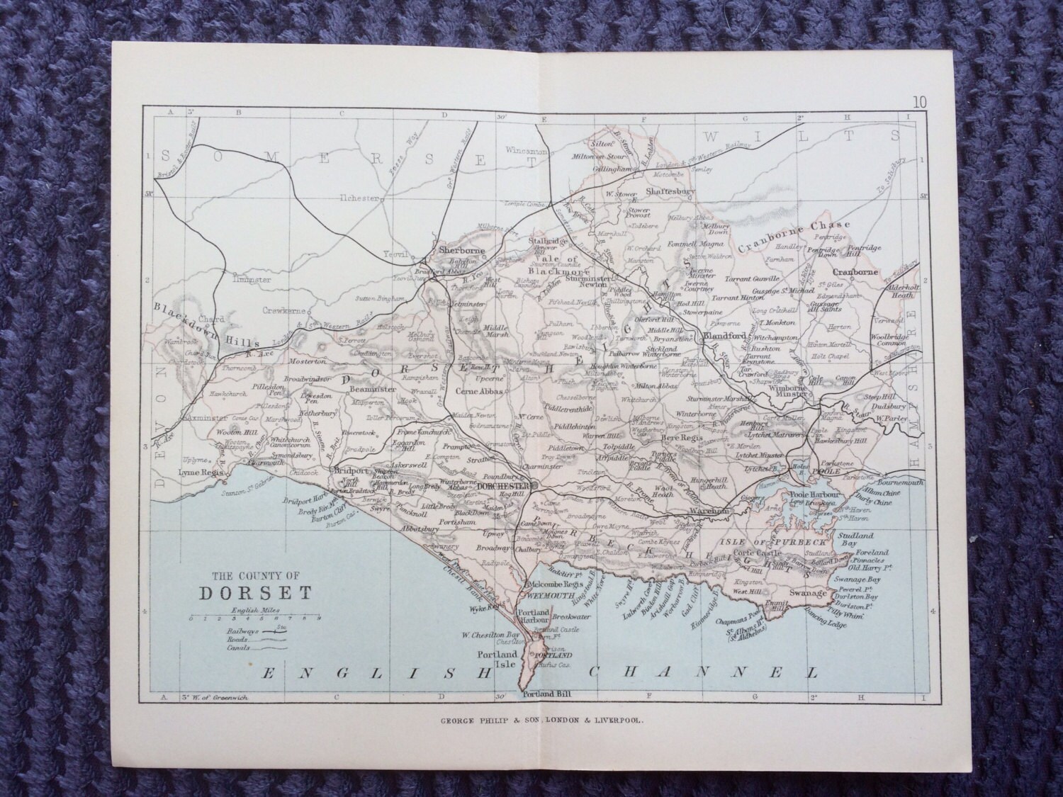 1882 DORSET Small Original Antique Map, English County, Cartography ...