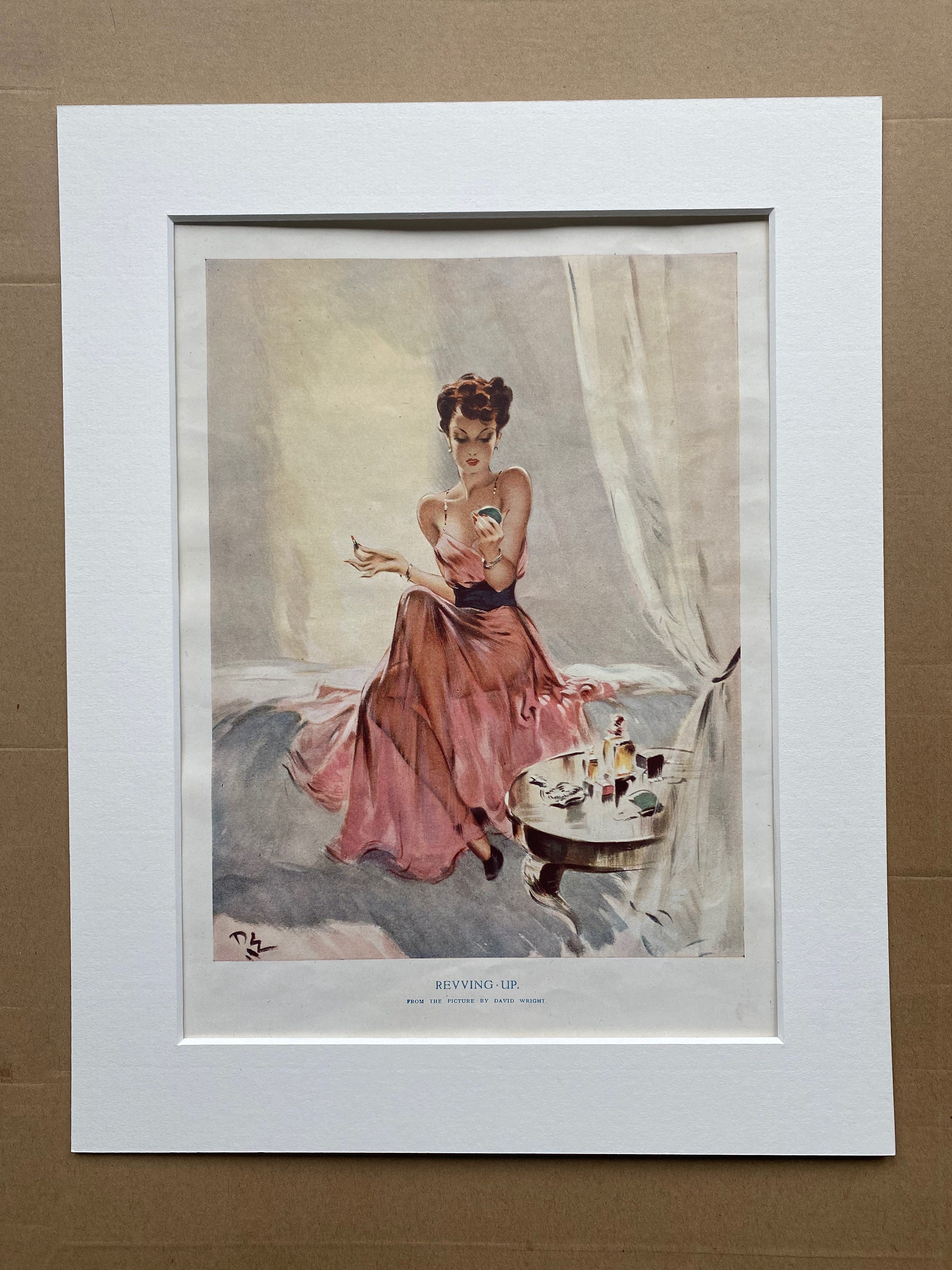 1946 'Revving Up' Original Vintage David Wright Folio Print - Pin-Up ...