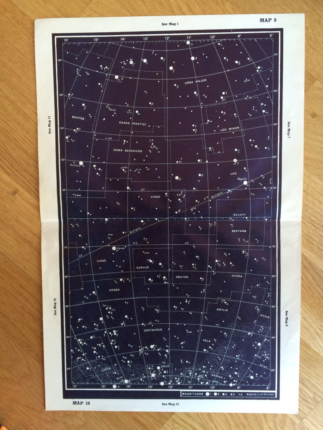 1961 Original Vintage Star Map for epoch 1950 - 9.5 x 14.5 inches ...