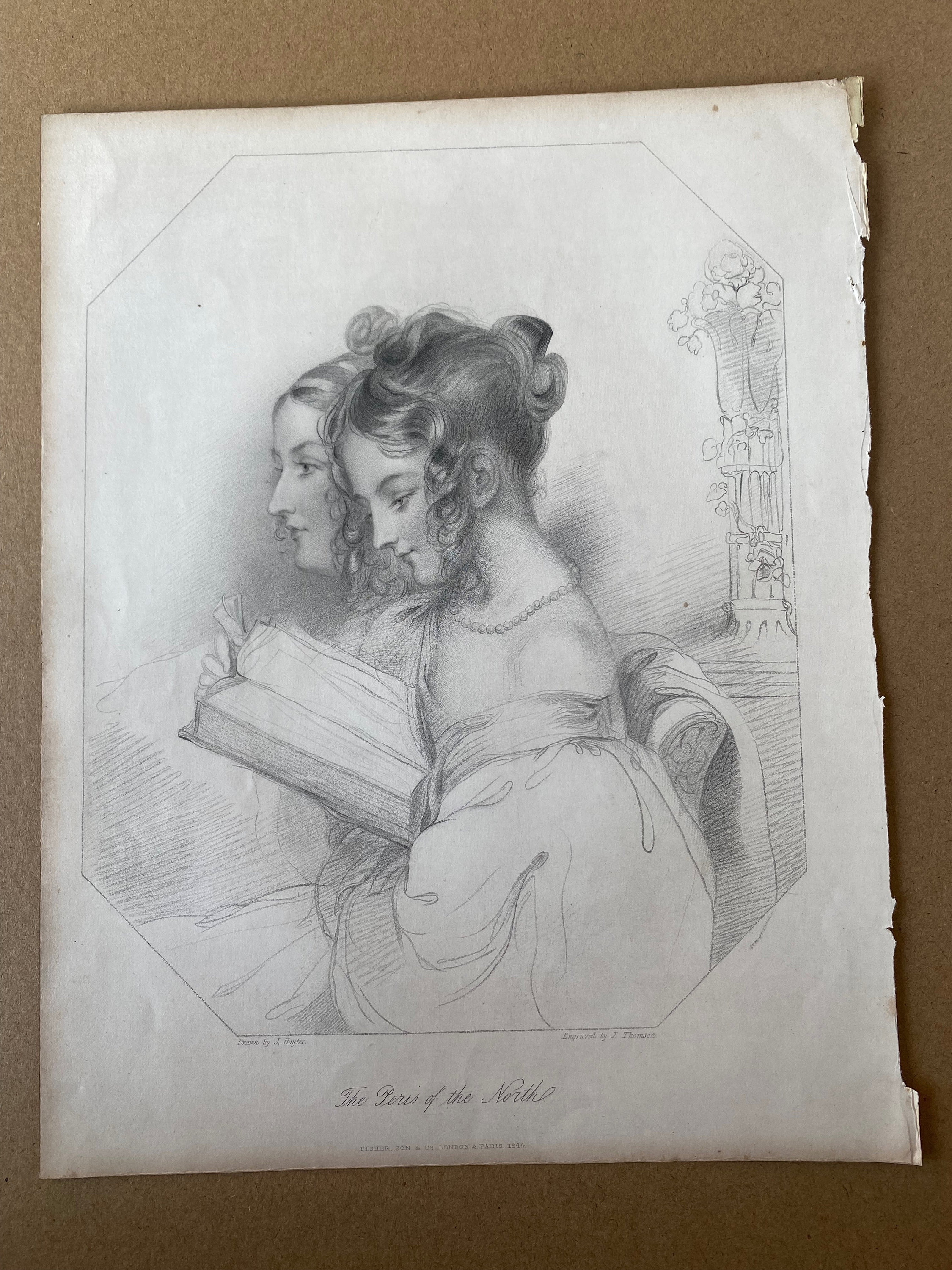 1844 The Peris of the North Original Antique Print - Engraving